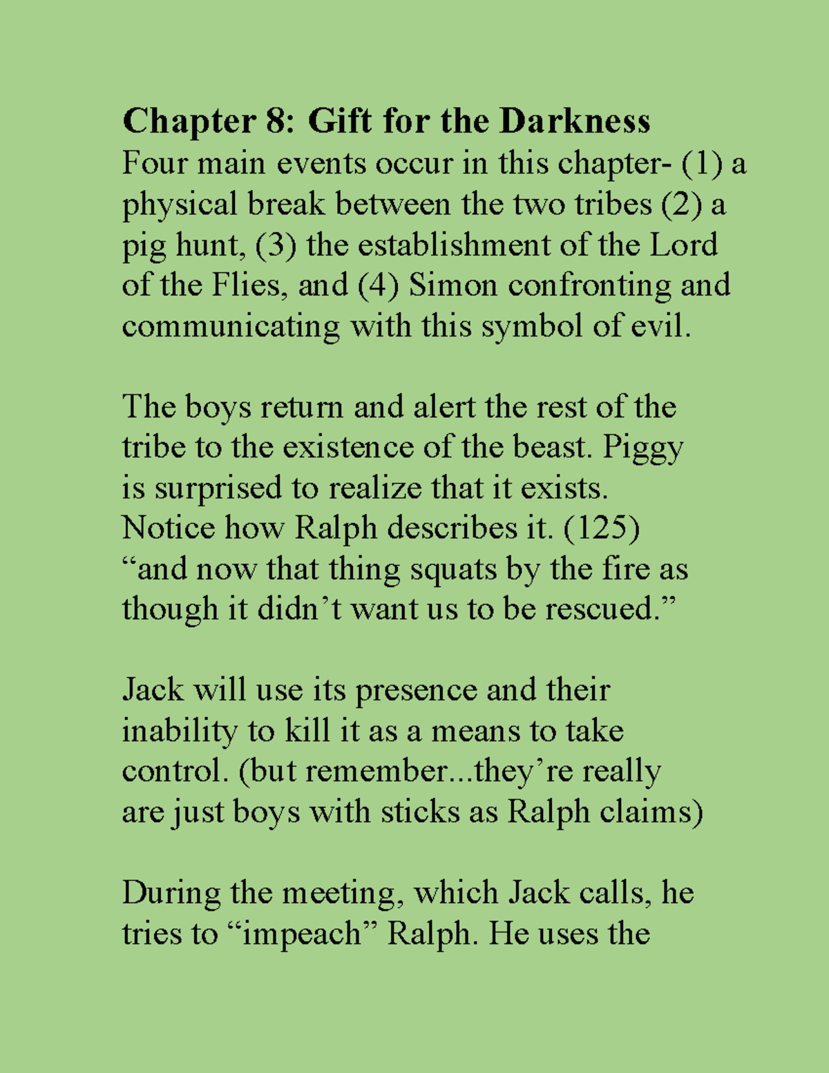 LOTF chapter 8 notes - Summary Storia contemporanea. L'Ottocento ...