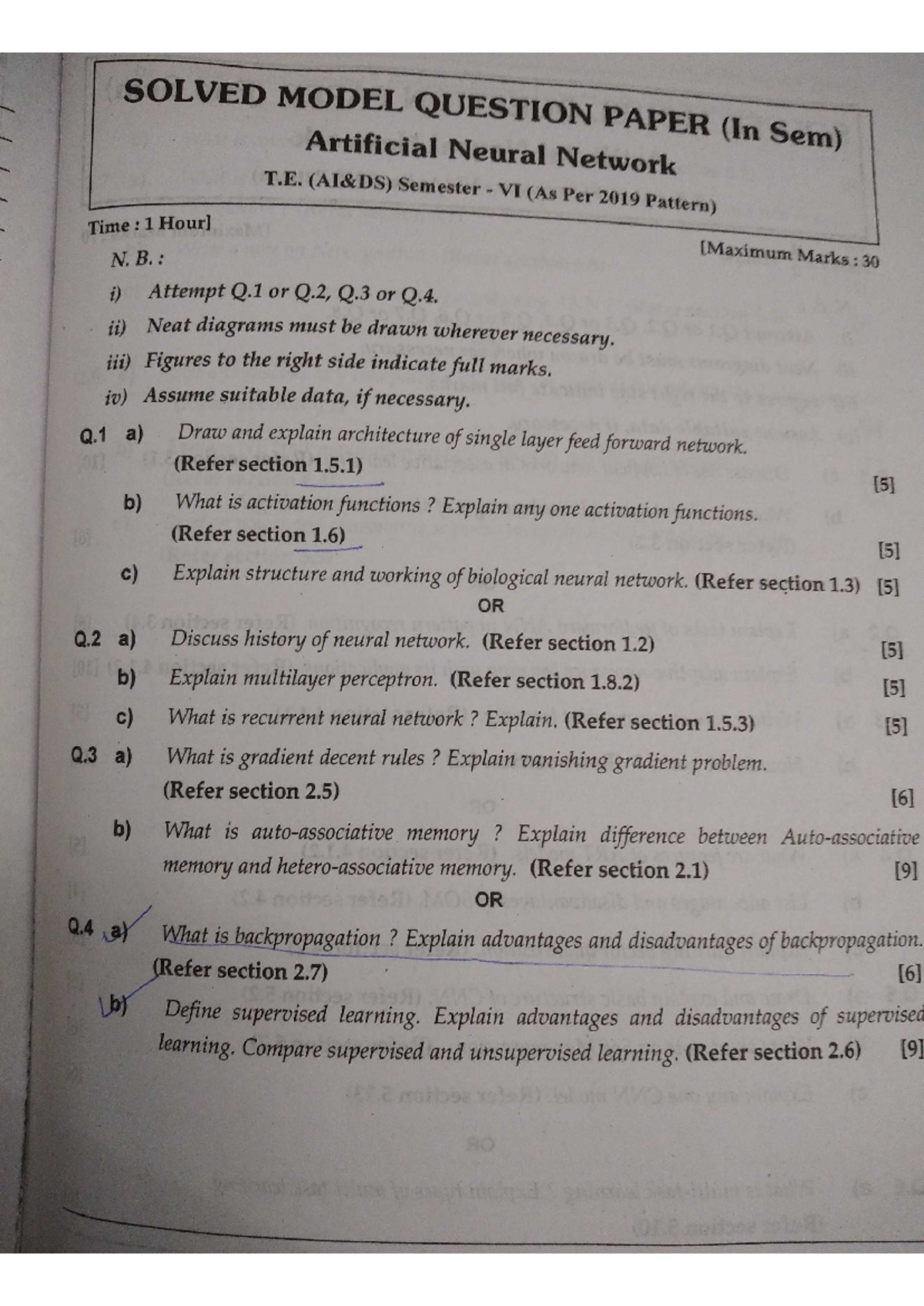 Sample Q. Papers - Artificial Intelligence and Robotics - Studocu