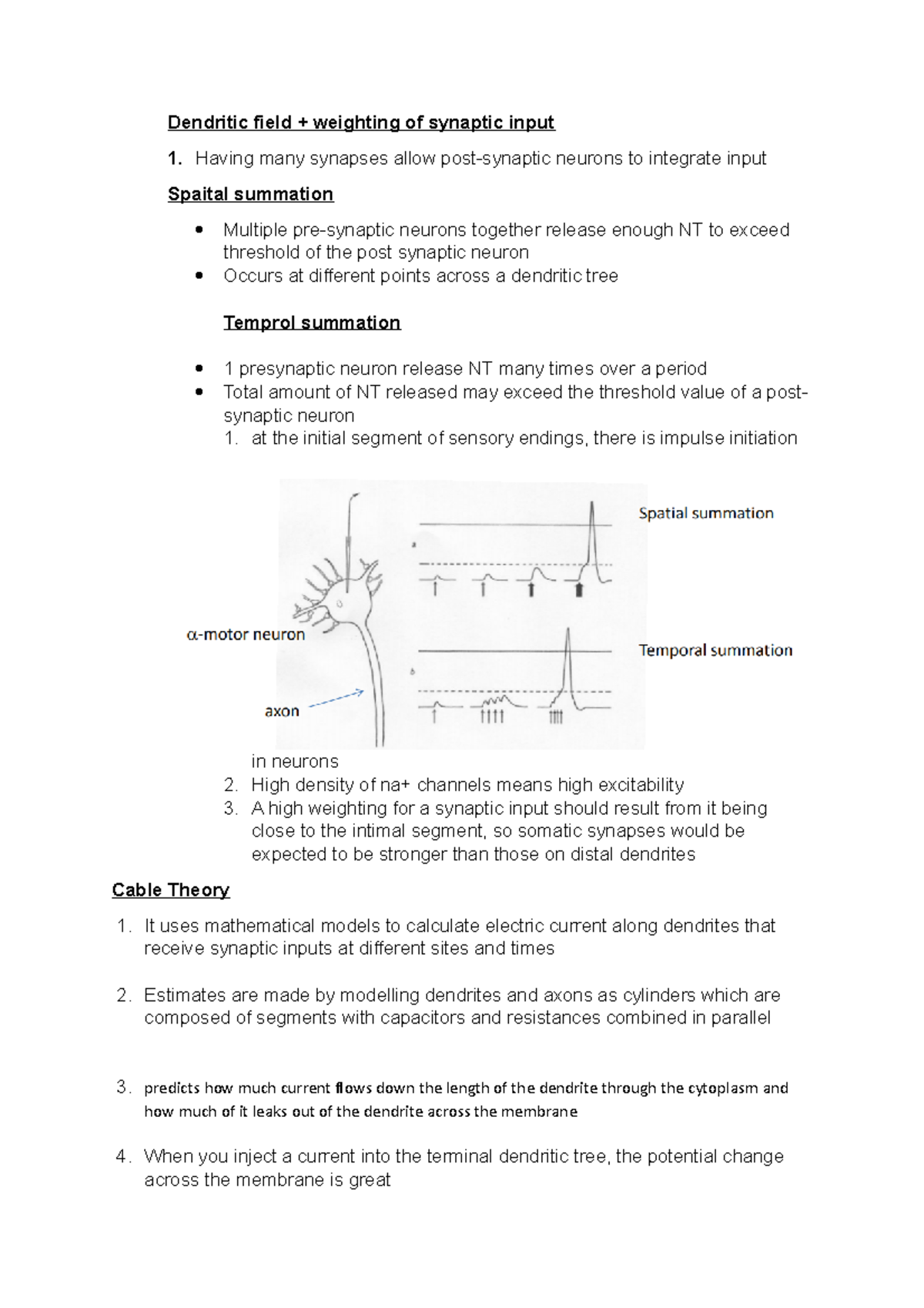 Integration Part 2 - Lecture notes 3 - Dendritic field + weighting of ...