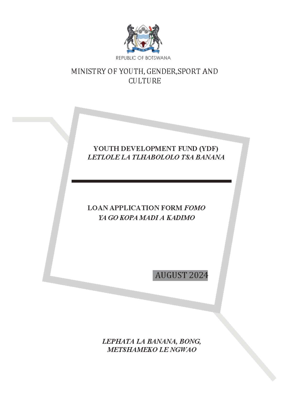 Ydf form 2024 - ydf application practical - REPUBLIC OF BOTSWANA ǡ ...