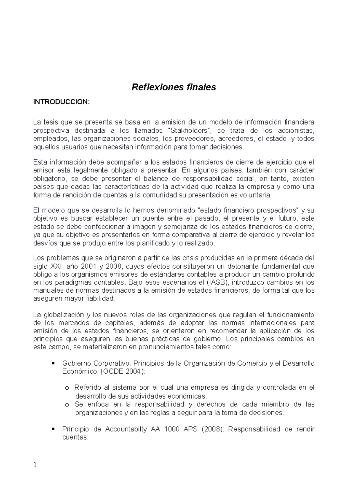 Reflexiones Finales - Sintesis de analisis documental. - Reflexiones ...