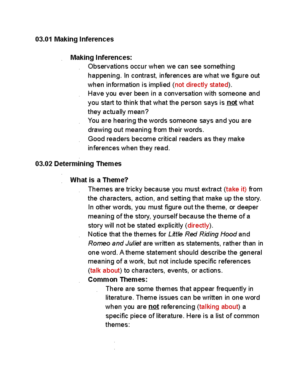 Module 3 English Notes - 03 Making Inferences Making Inferences ...
