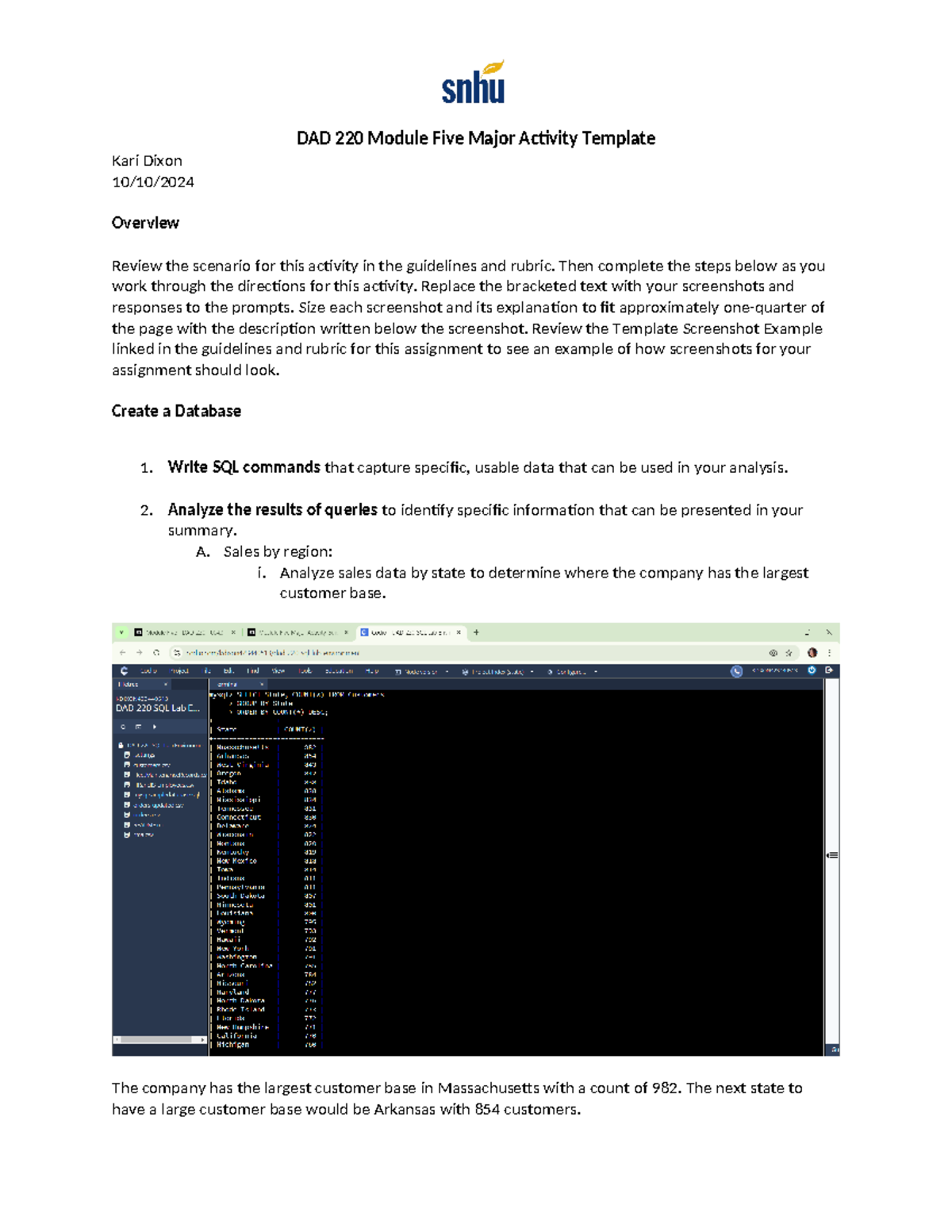 DAD 220 Module Five Major Activity - Then complete the steps below as ...