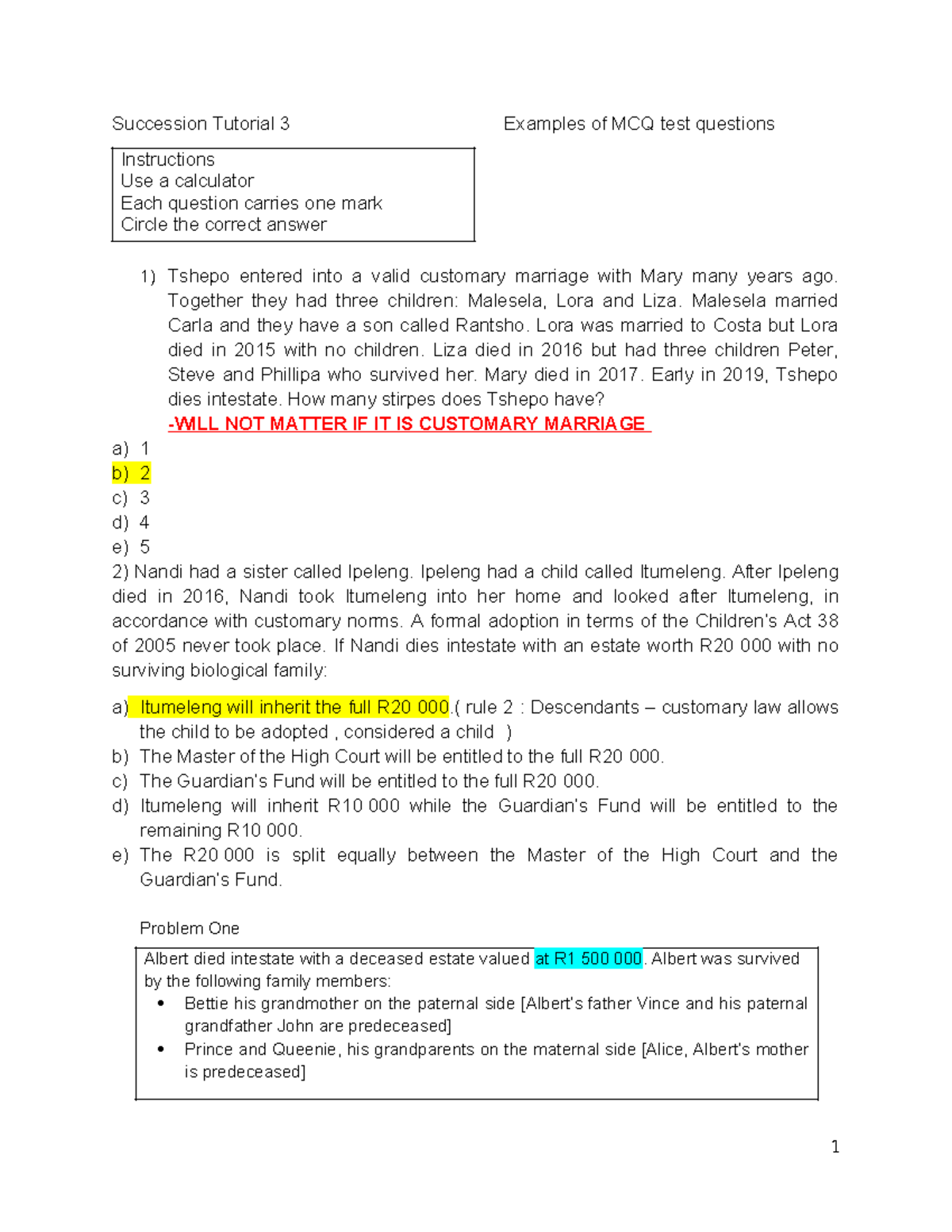 Succession Tutorial 3examples Of Mcq Test Questions Succession Tutorial 3 Examples Of Mcq Test