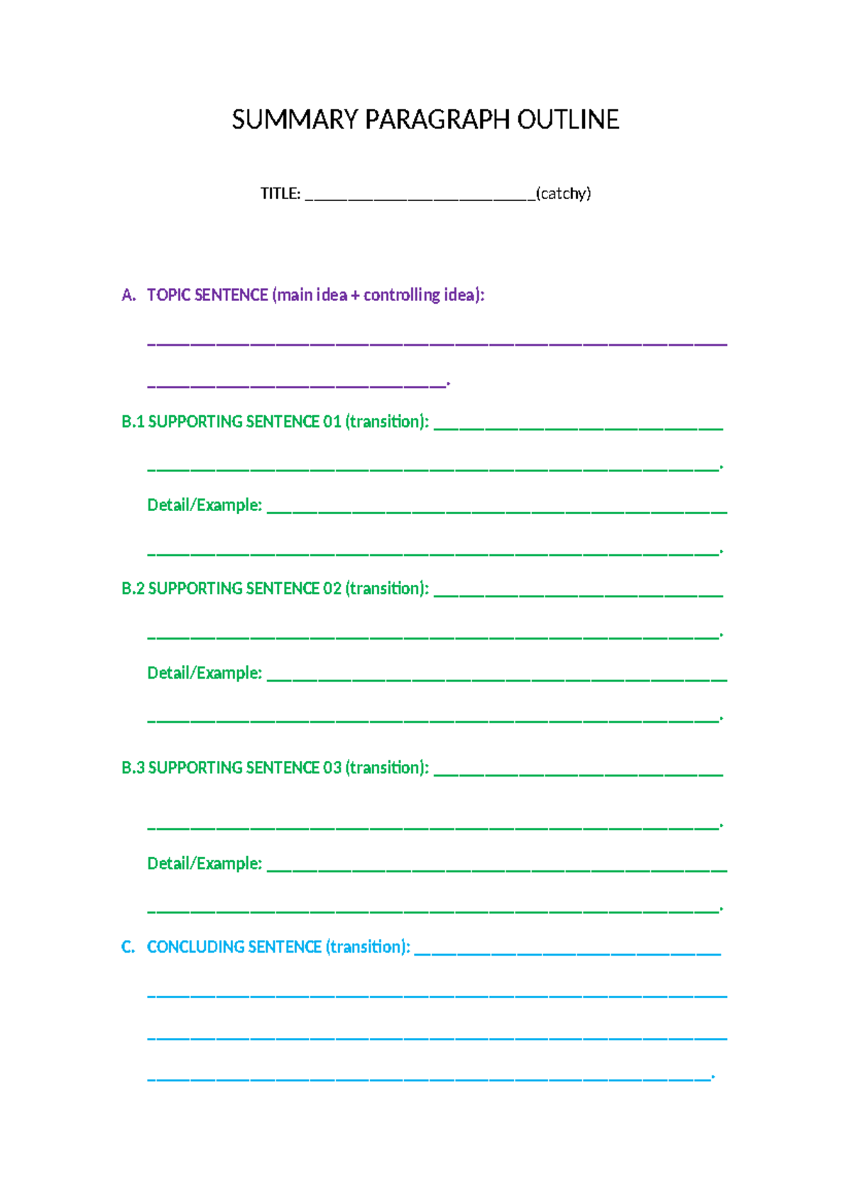 1. Summary Paragraph Outline - First Draft-1 - SUMMARY PARAGRAPH ...