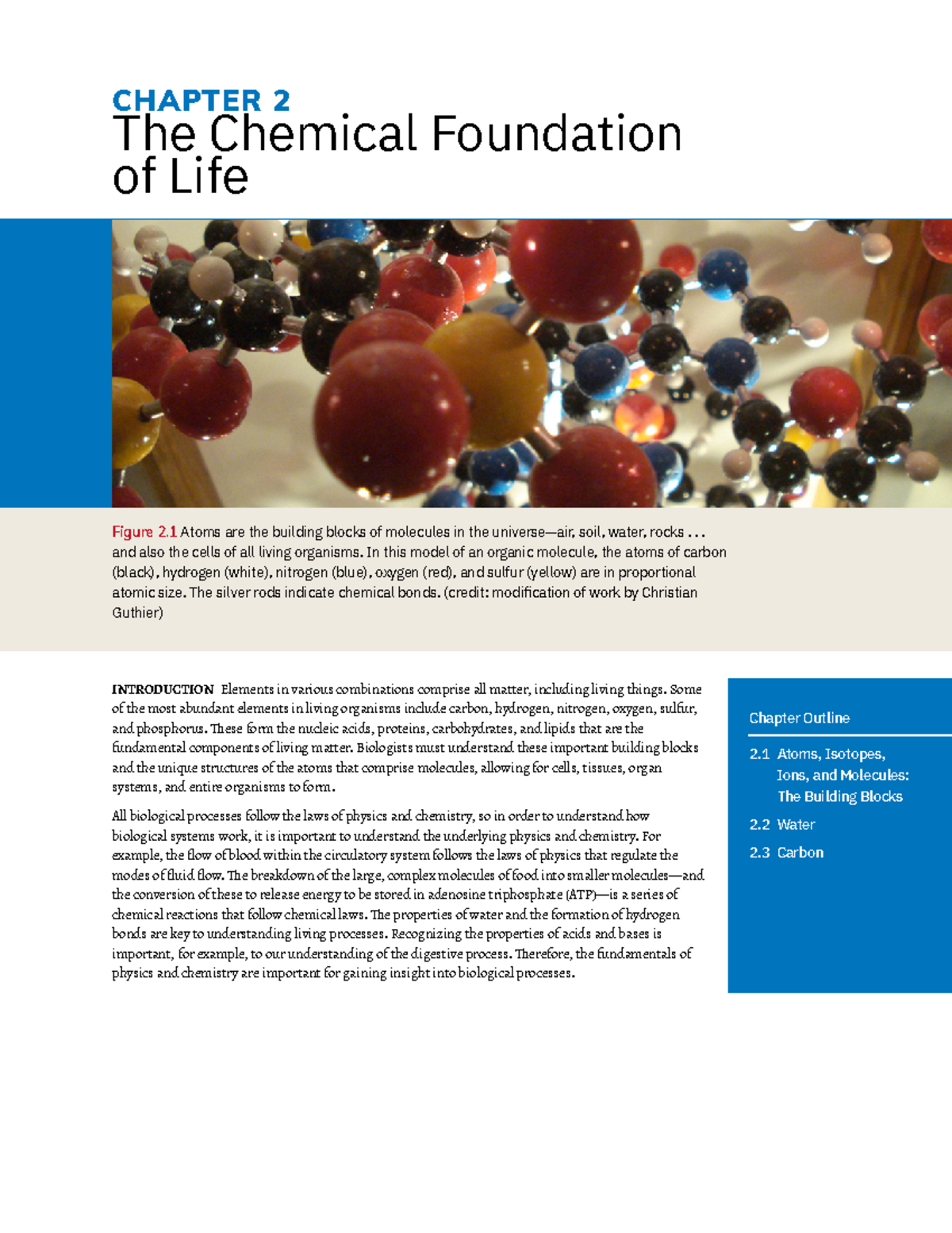 Chapter 2 The Chemical Foundation of Life Part 1 - CHAPTER 2 The ...