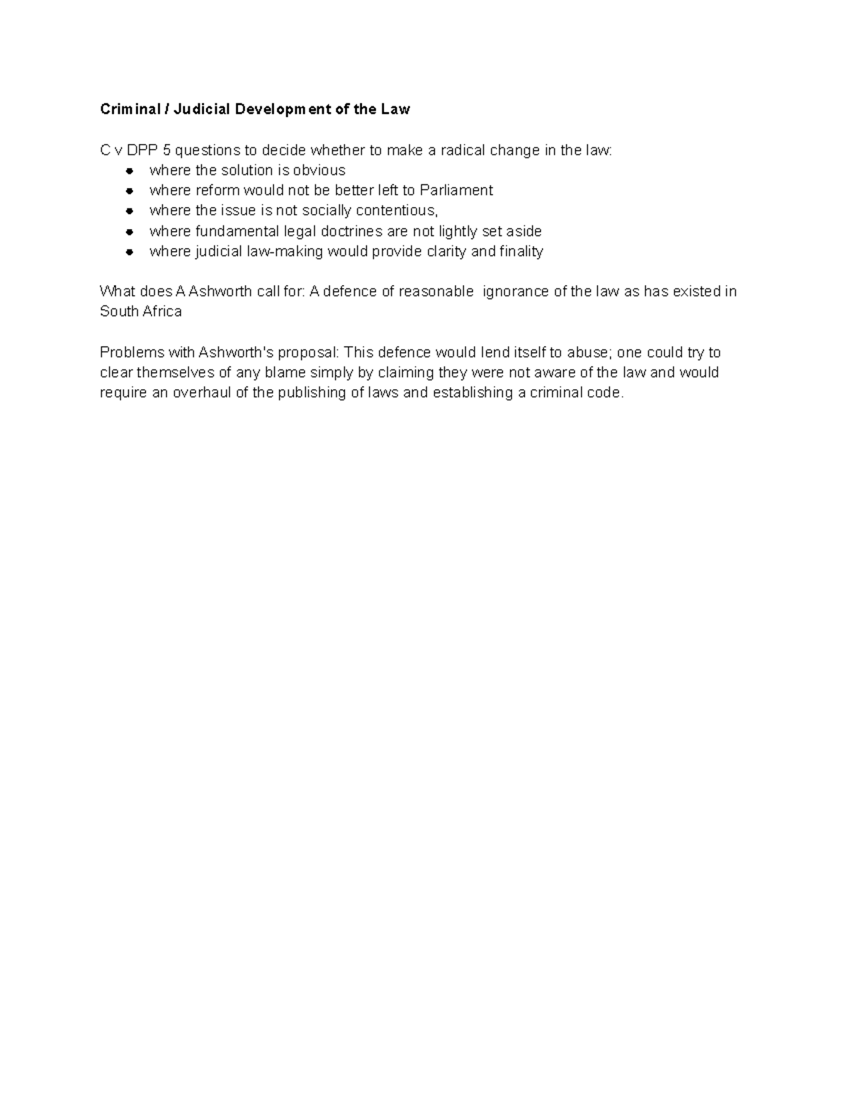 Criminal Judicial Development of the Law - Studocu