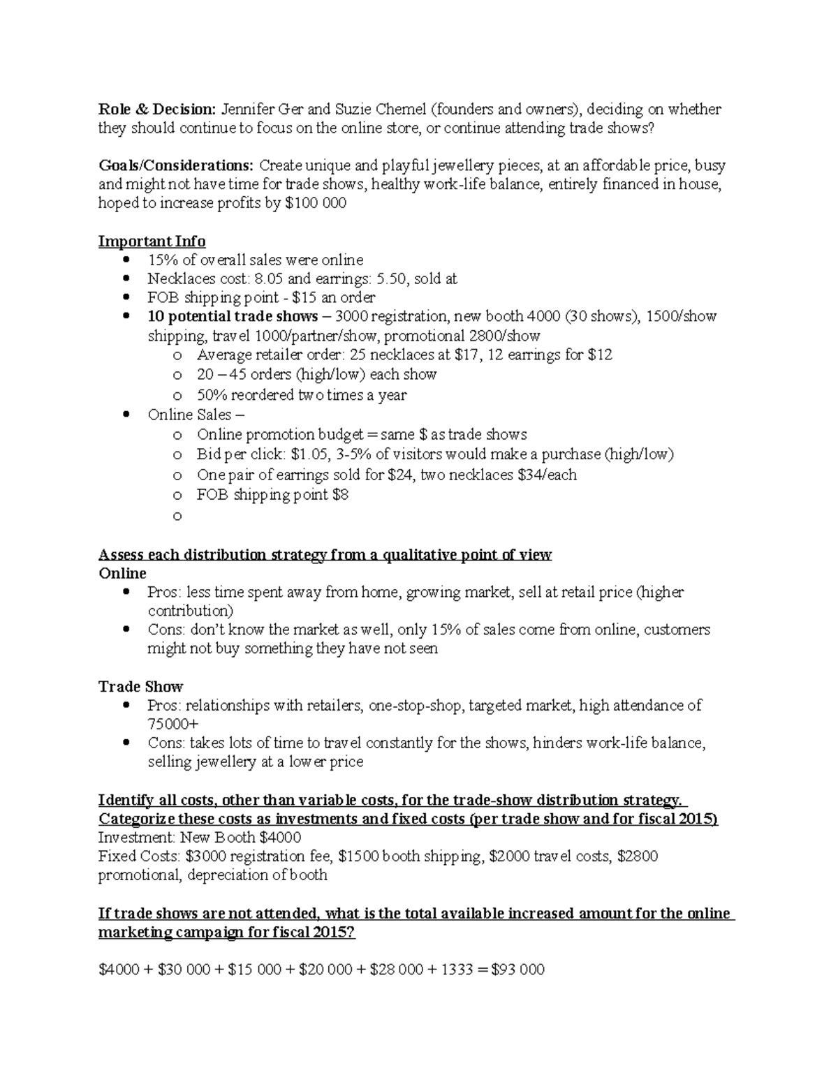 FOXY Original Case- BUS 2257 - Role & Decision: Jennifer Ger and Suzie ...