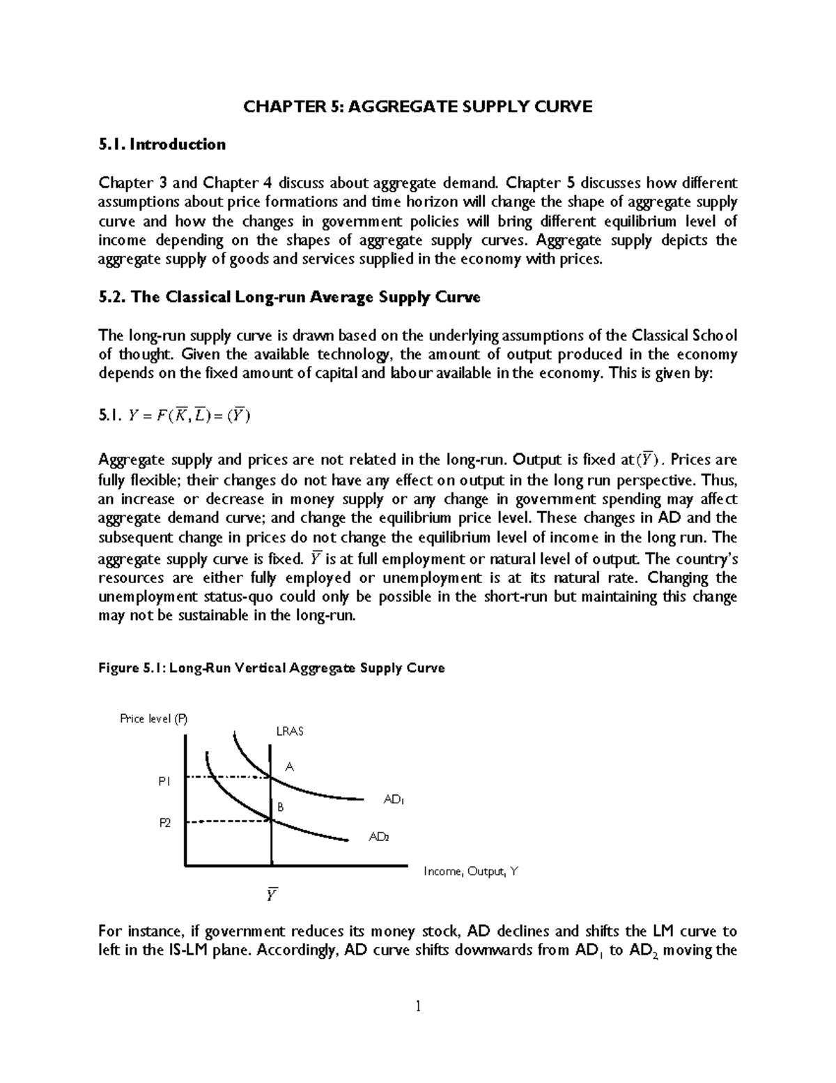 Chapter 5 AS - Good - CHAPTER 5: AGGREGATE SUPPLY CURVE Introduction ...