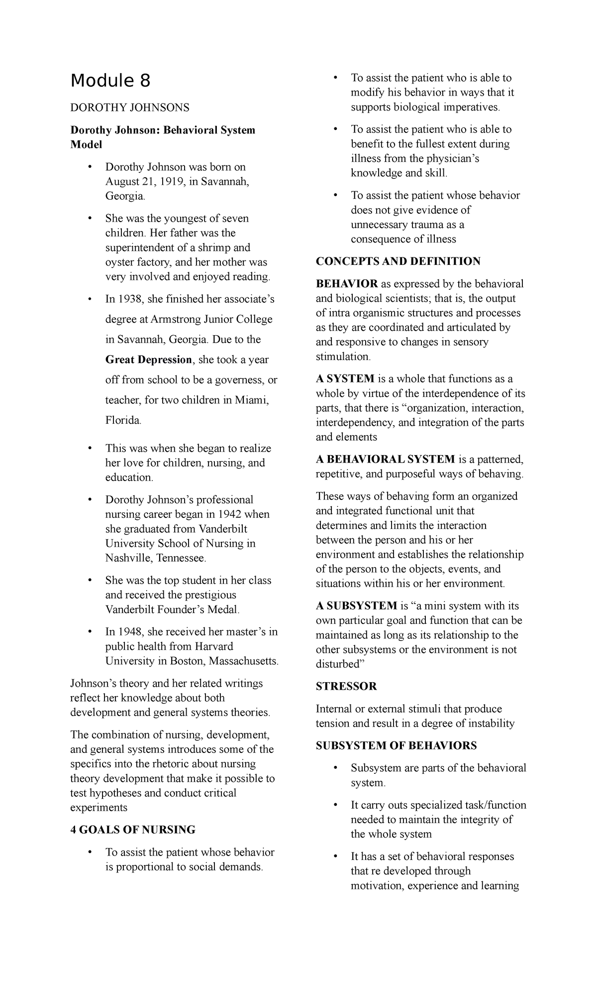TFN Midterms - bsn - Module 8 DOROTHY JOHNSONS Dorothy Johnson ...