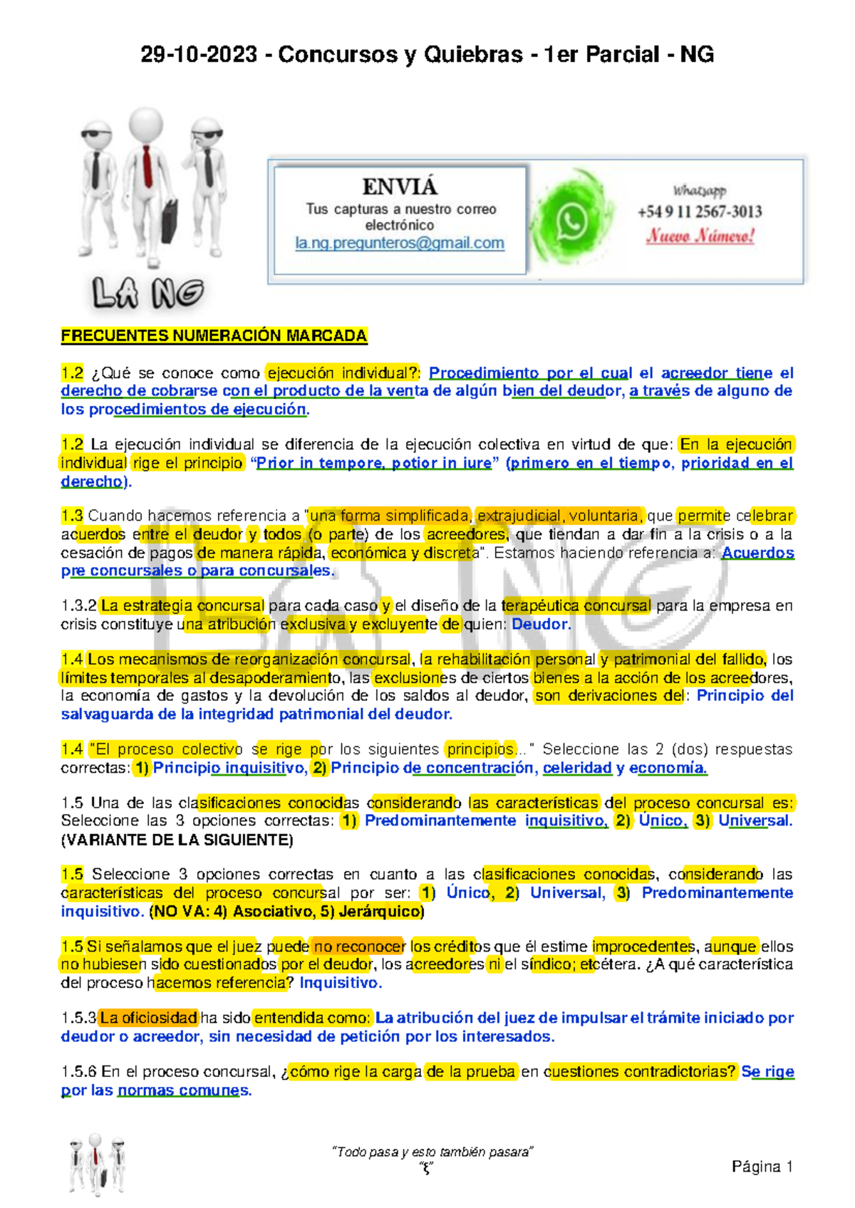 29-10-2023 - Concursos y Quiebras - 1er Parcial - NG - “Todo pasa y esto también pasara ...