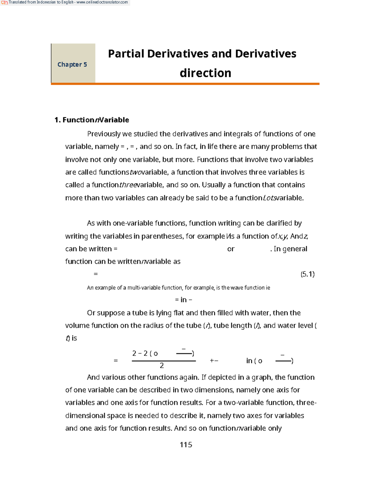 Function Variable - Partial Derivatives and Derivatives direction Chapter 5 1. Function ...