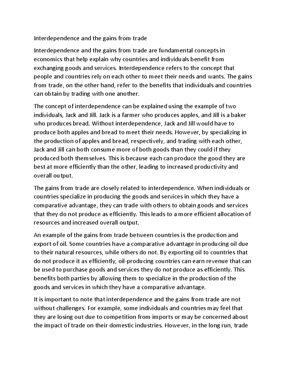 11 - Interdependence refers to the concept that people and countries ...