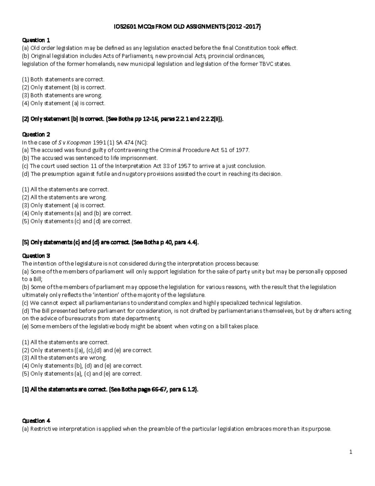 Exam multiple choice questions - Warning: TT: undefined function: 32 IOS 2601 MCQs FROM OLD ...