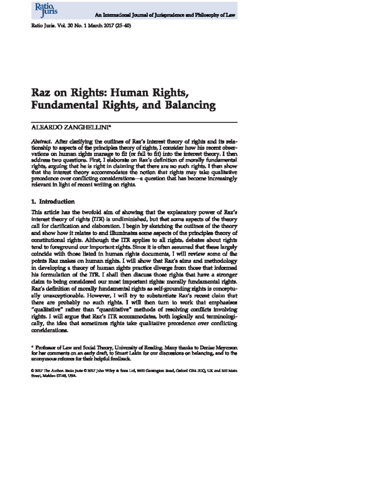 Joseph Raz, “Human Rights Without Foundations,” - International Human ...
