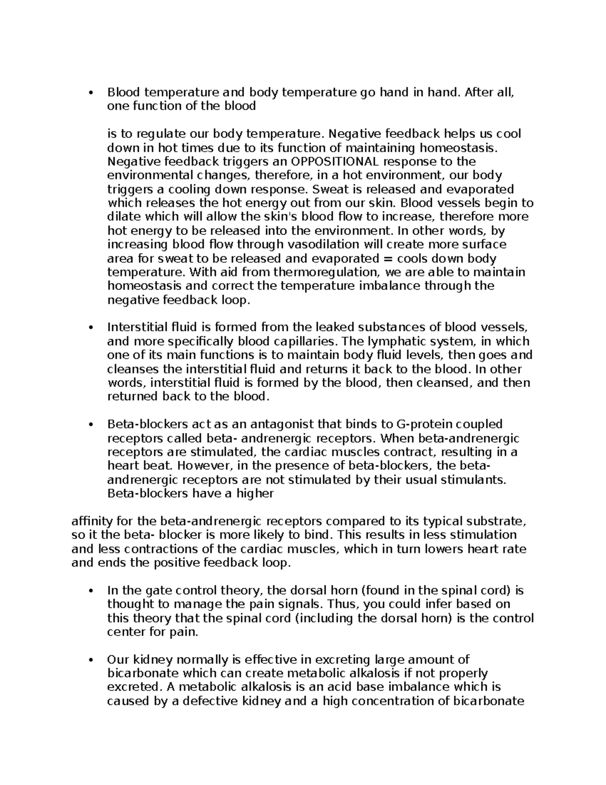 Intro 17 - Lecture notes 17 - Blood temperature and body temperature go ...