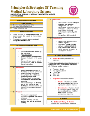 ETS & Syringe Rubrics - Principles of Medical Laboratory Science ...