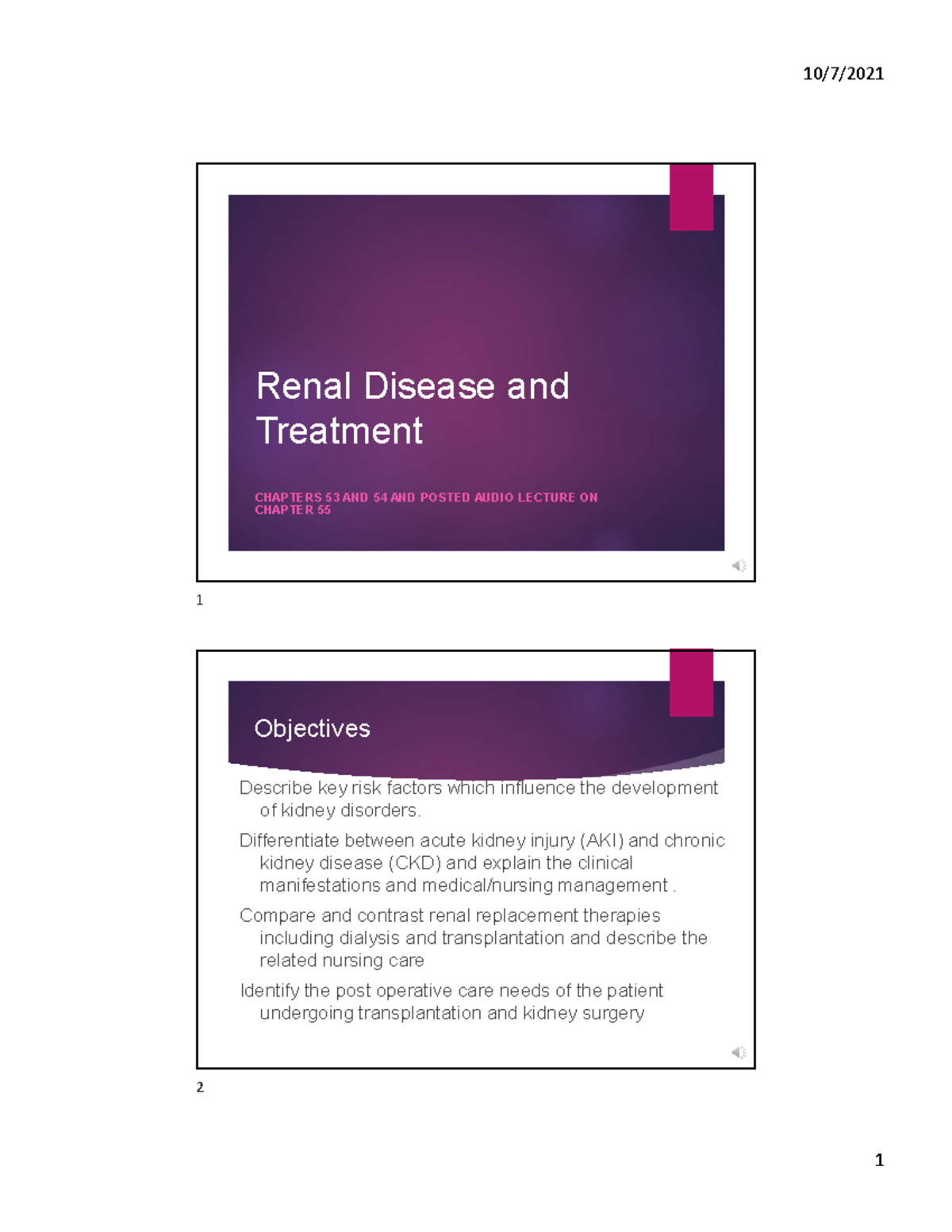 Renal dz - nursing notes - Renal Disease and Treatment CHAPTERS 53 AND ...