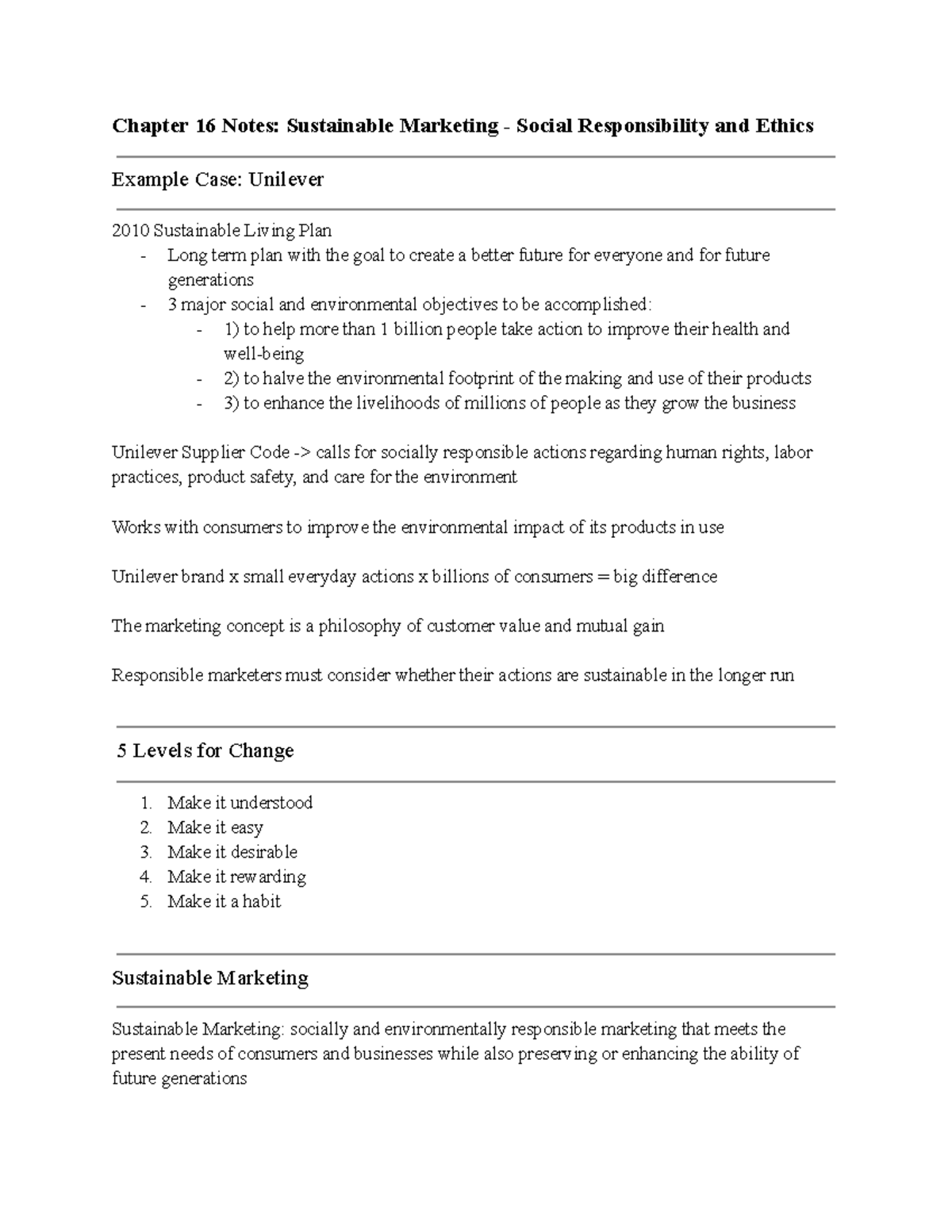 Chapter 16 Notes - Chapter 16 Notes: Sustainable Marketing - Social ...
