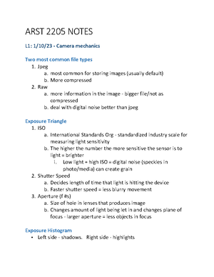 ARST 2205 - Light and Reading Images - ARST 2205 L2: 1/17/23 - Light ...