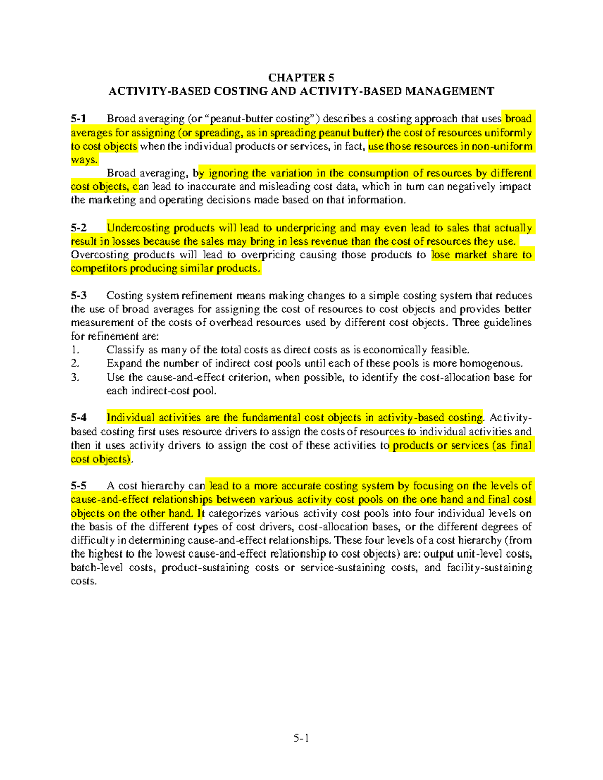 Cost17EChapter 05 Solutions - CHAPTER 5 ACTIVITY-BASED COSTING AND ...