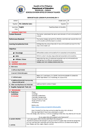 Lesson Plan - Figures of Speech Grade 8 - A DETAILED LESSON PLAN IN ...