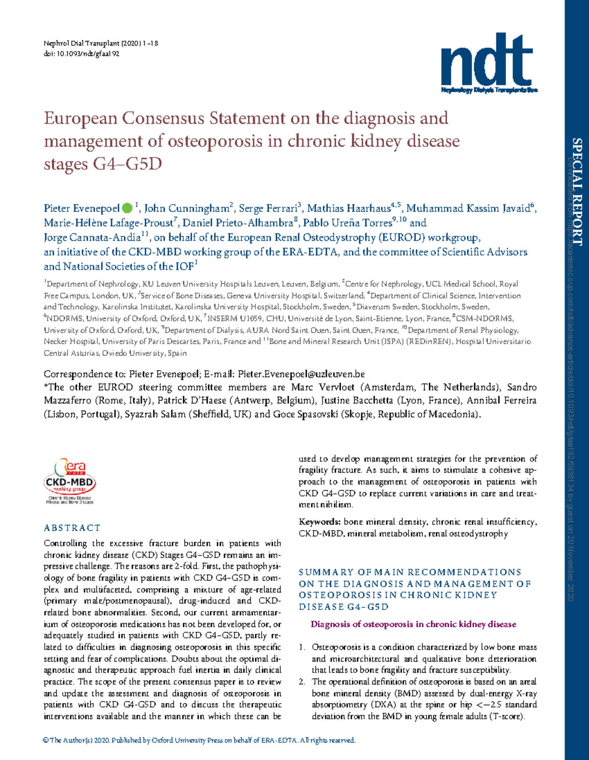 Diagnóstico y manejo de la osteoporosis en estadios de enfermedad renal ...