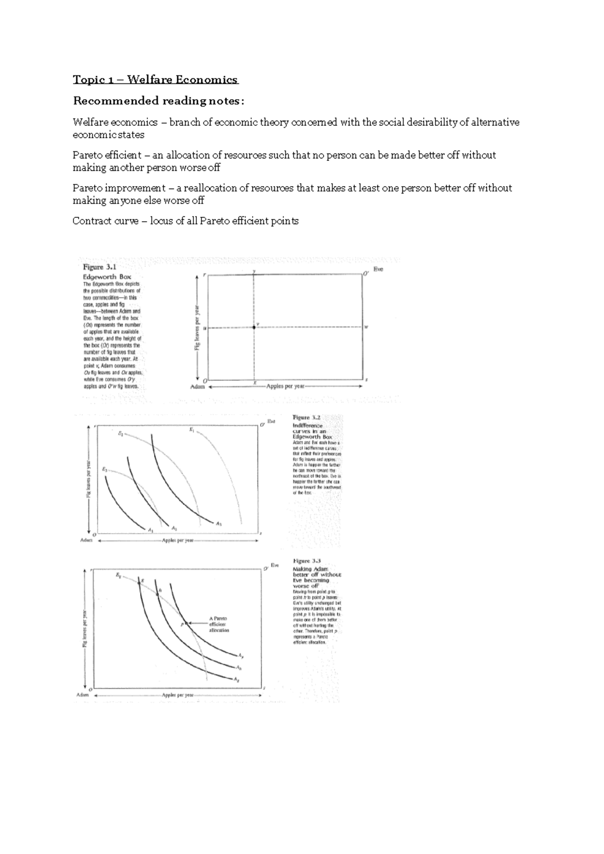 Topic 1 - Welfare Economics - Topic 1 – Welfare Economics Recommended ...