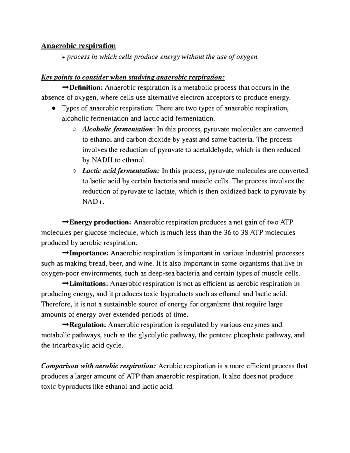 Anaerobic respiration - Key points to consider when studying anaerobic ...