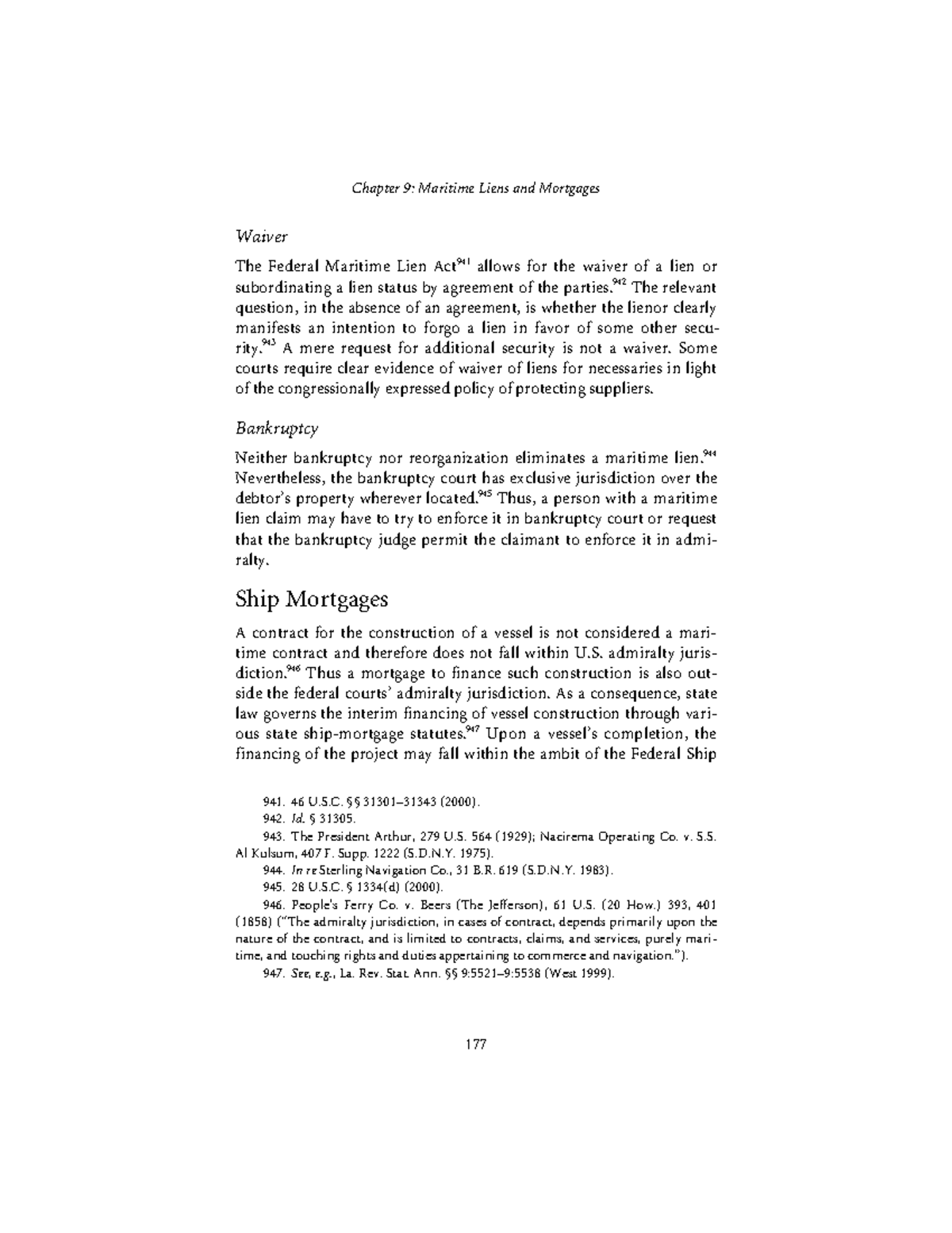 Maritime law-63 - n/a - Chapter 9: Maritime Liens and Mortgages 177 Waiver The Federal Maritime ...