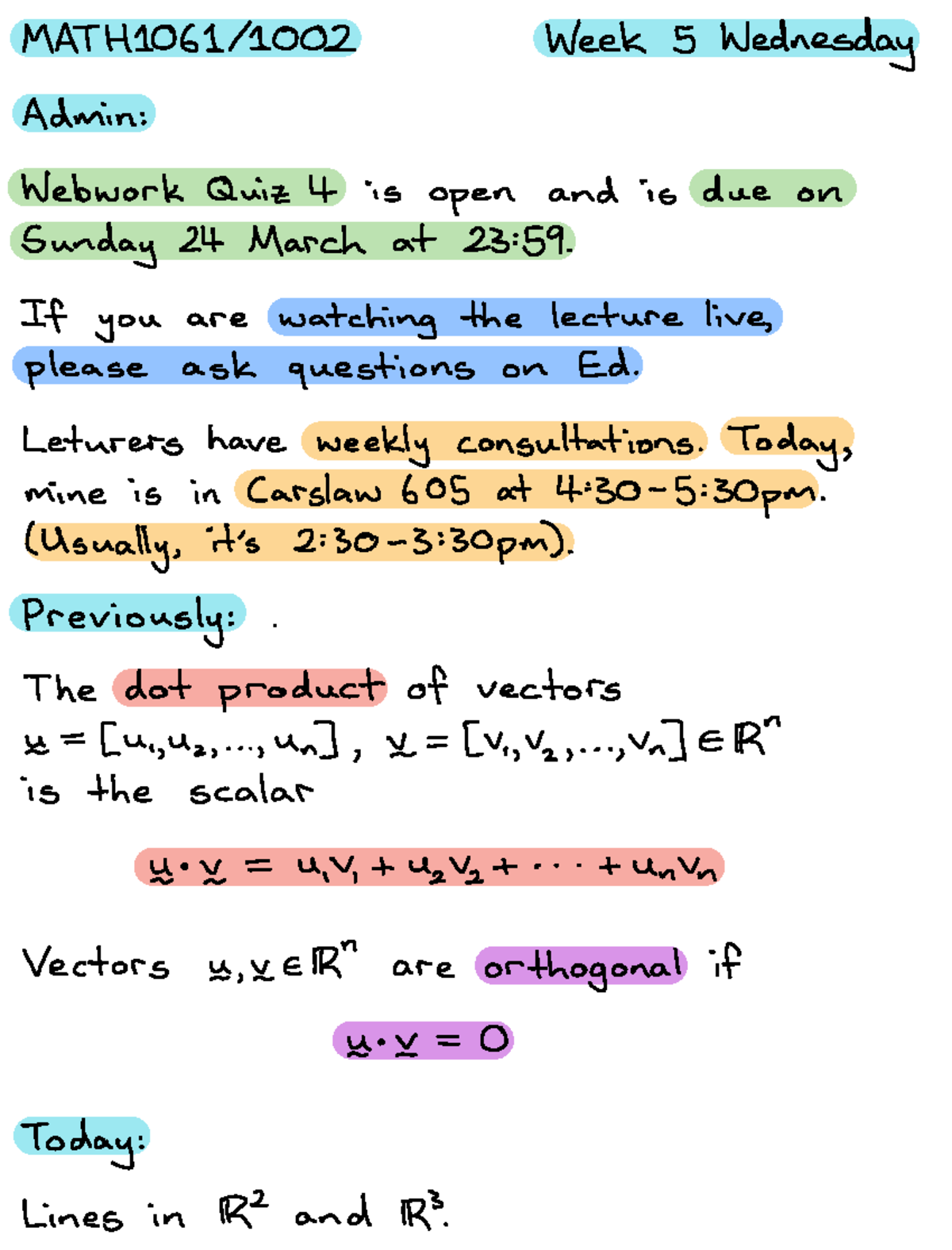 MATH1061 LA Lecture 5 2 - MATH1061 - Studocu