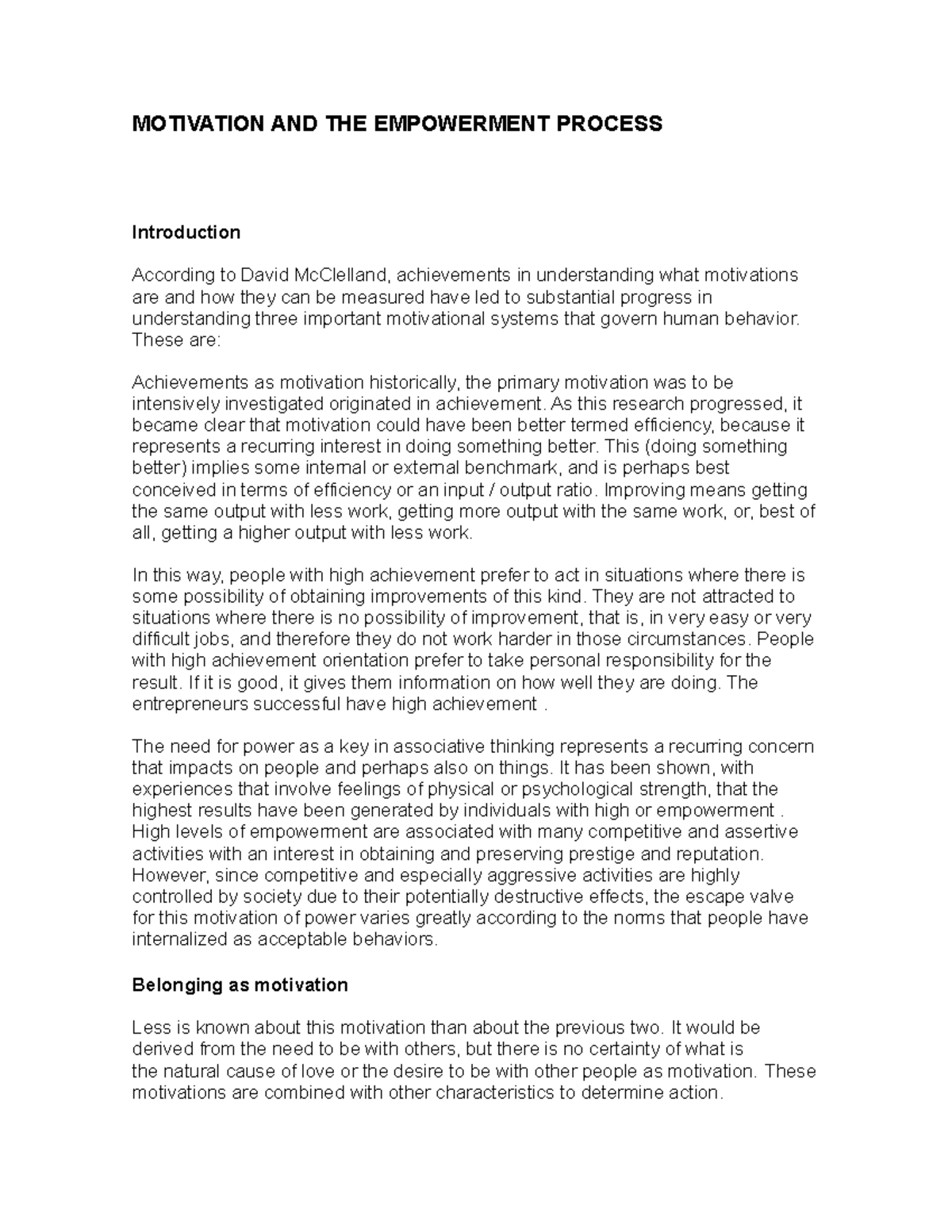 Motivation and the empowerment process - MOTIVATION AND THE EMPOWERMENT ...