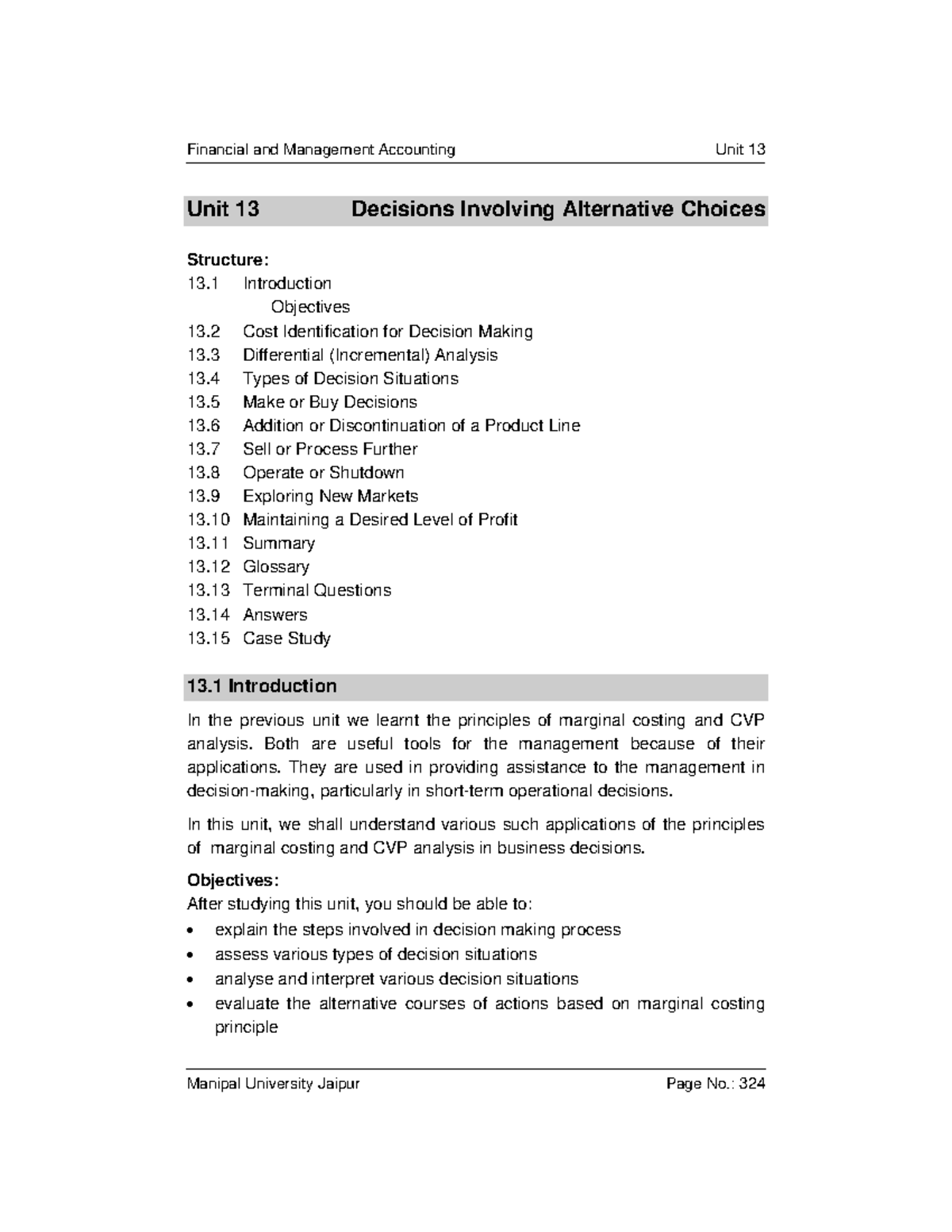 Unit 13 - Decisions Involving Alternative Choices - Unit 13 Decisions ...