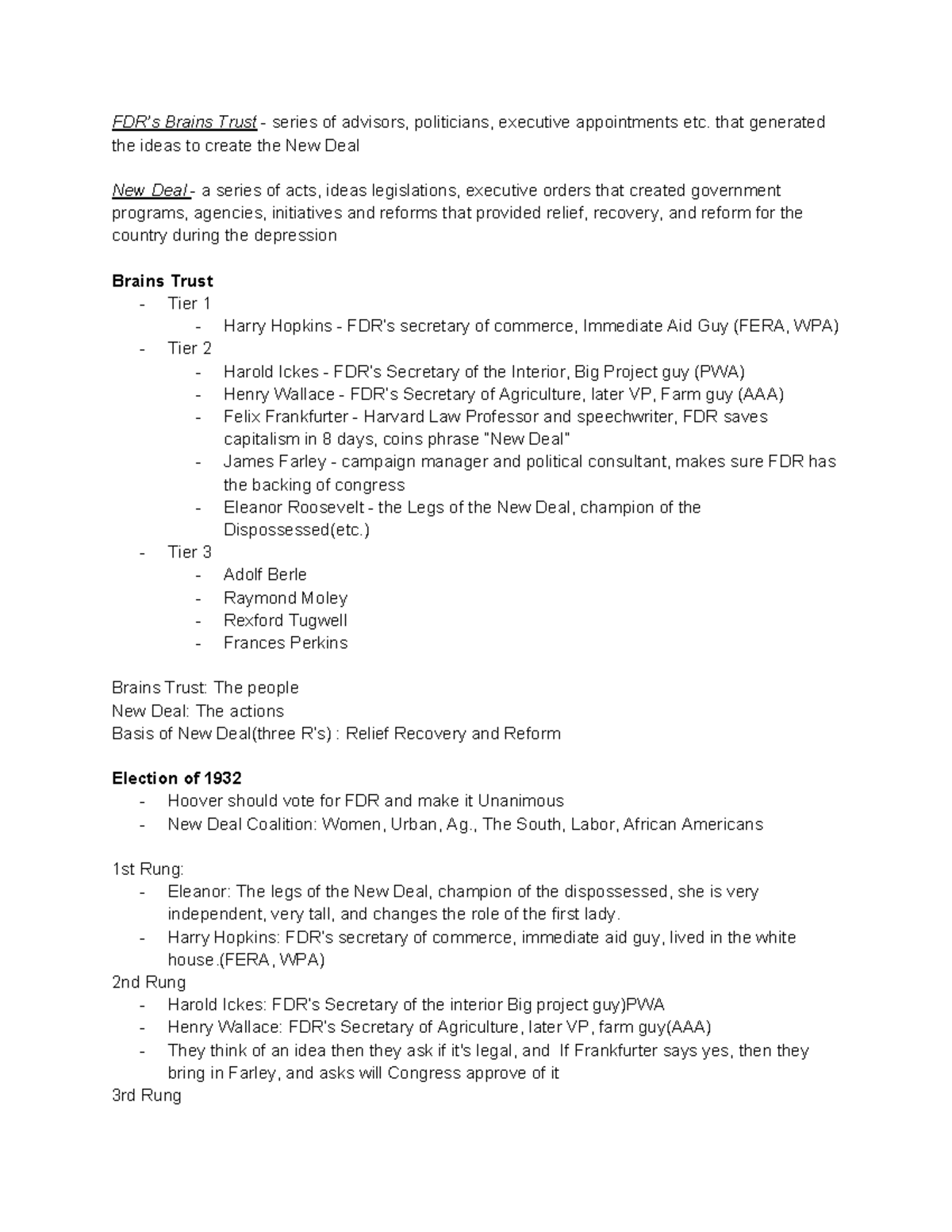 MP1 Apush Prezi Video Notes 41-end - FDR’s Brains Trust - series of ...