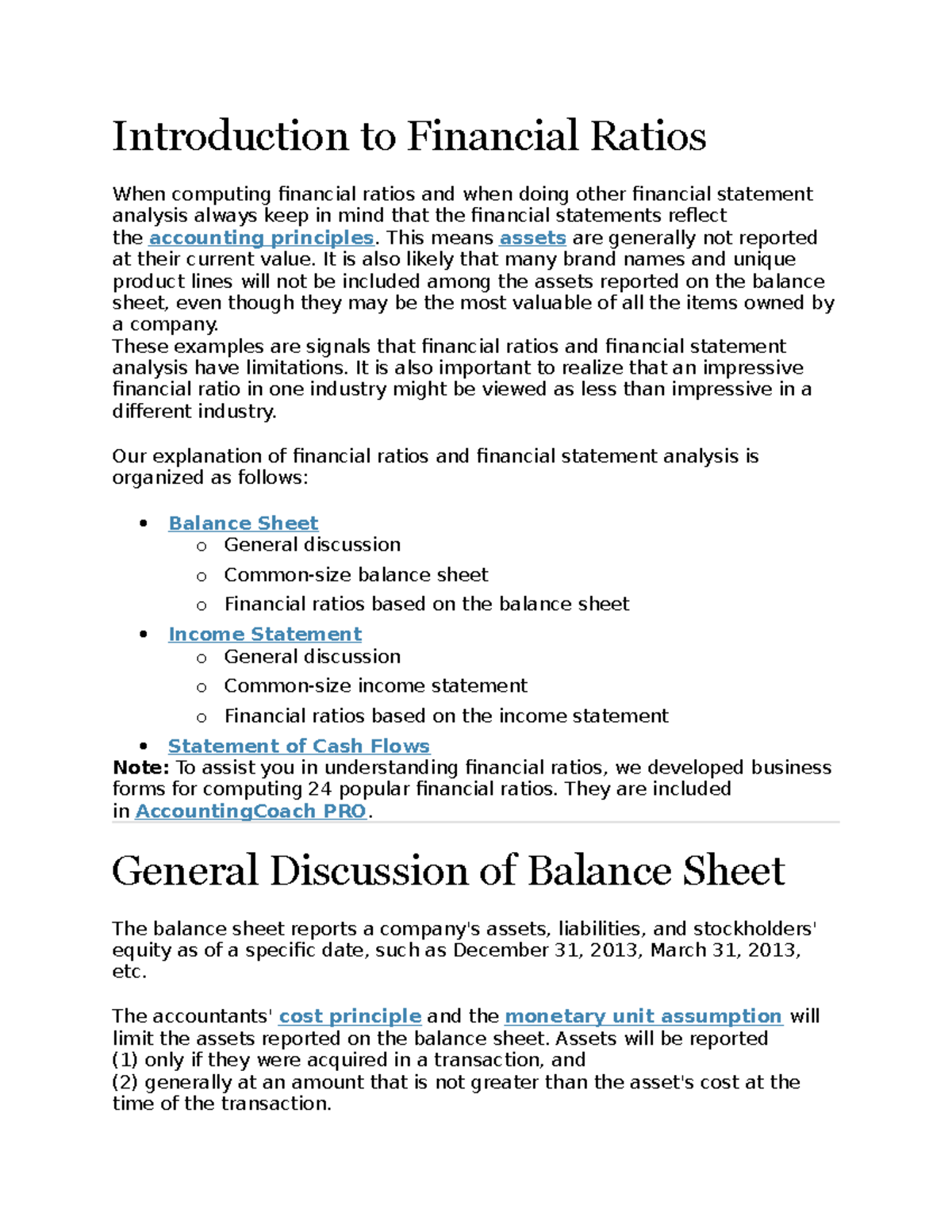 Financial analysis guide - Introduction to Financial Ratios When ...