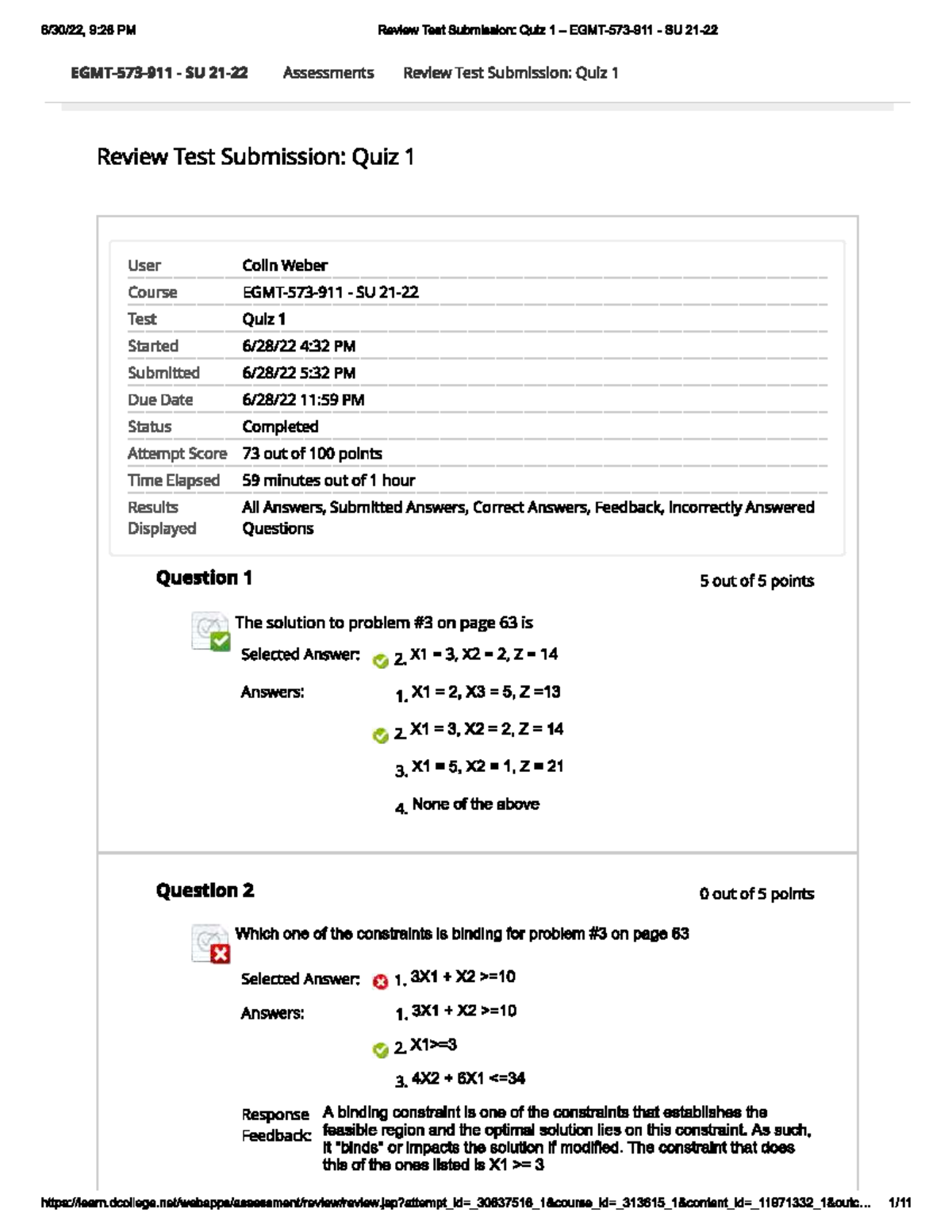 Quiz 1 Solutions - EGMT 572 - Studocu
