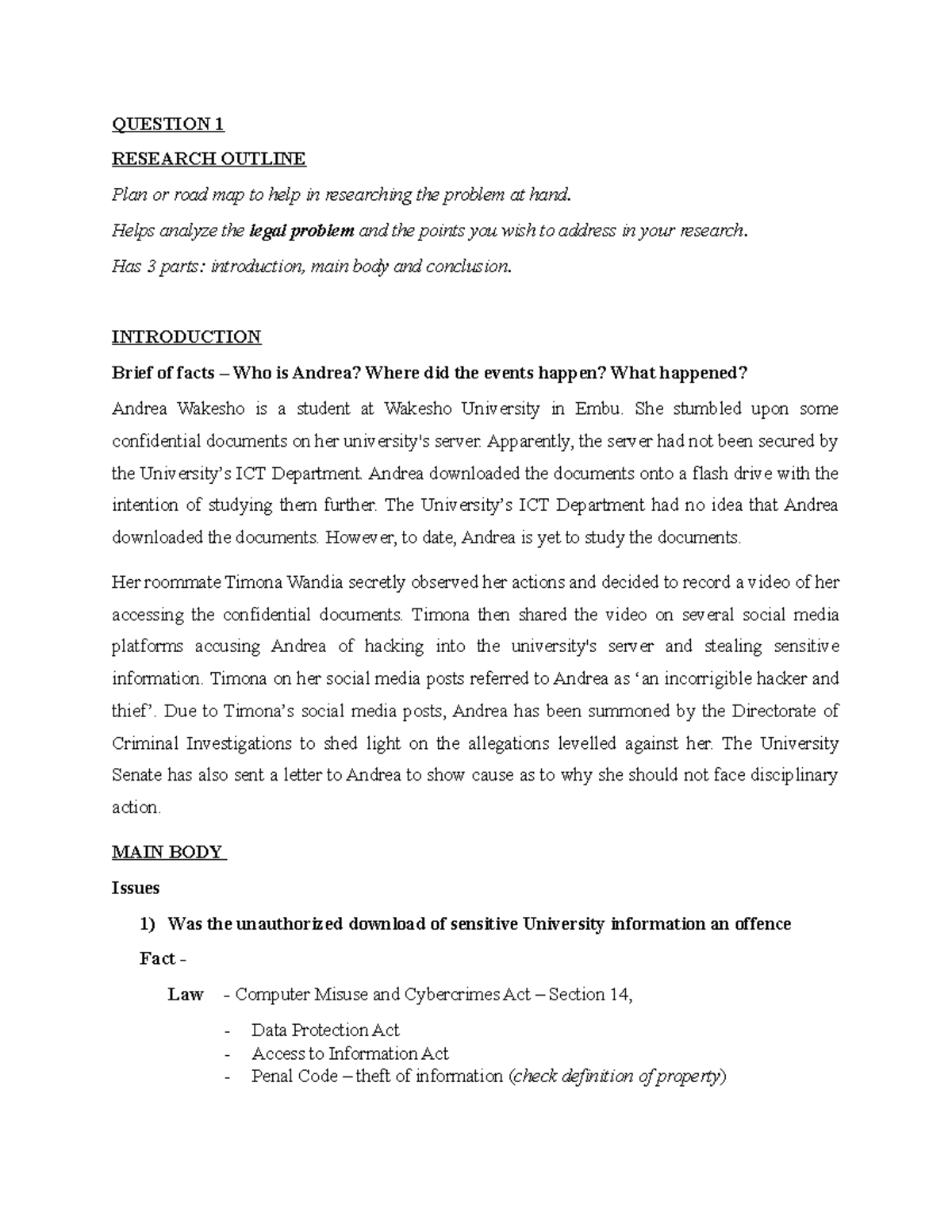 Project Work Assignment Question 1 Research Outline Plan Or Road Map