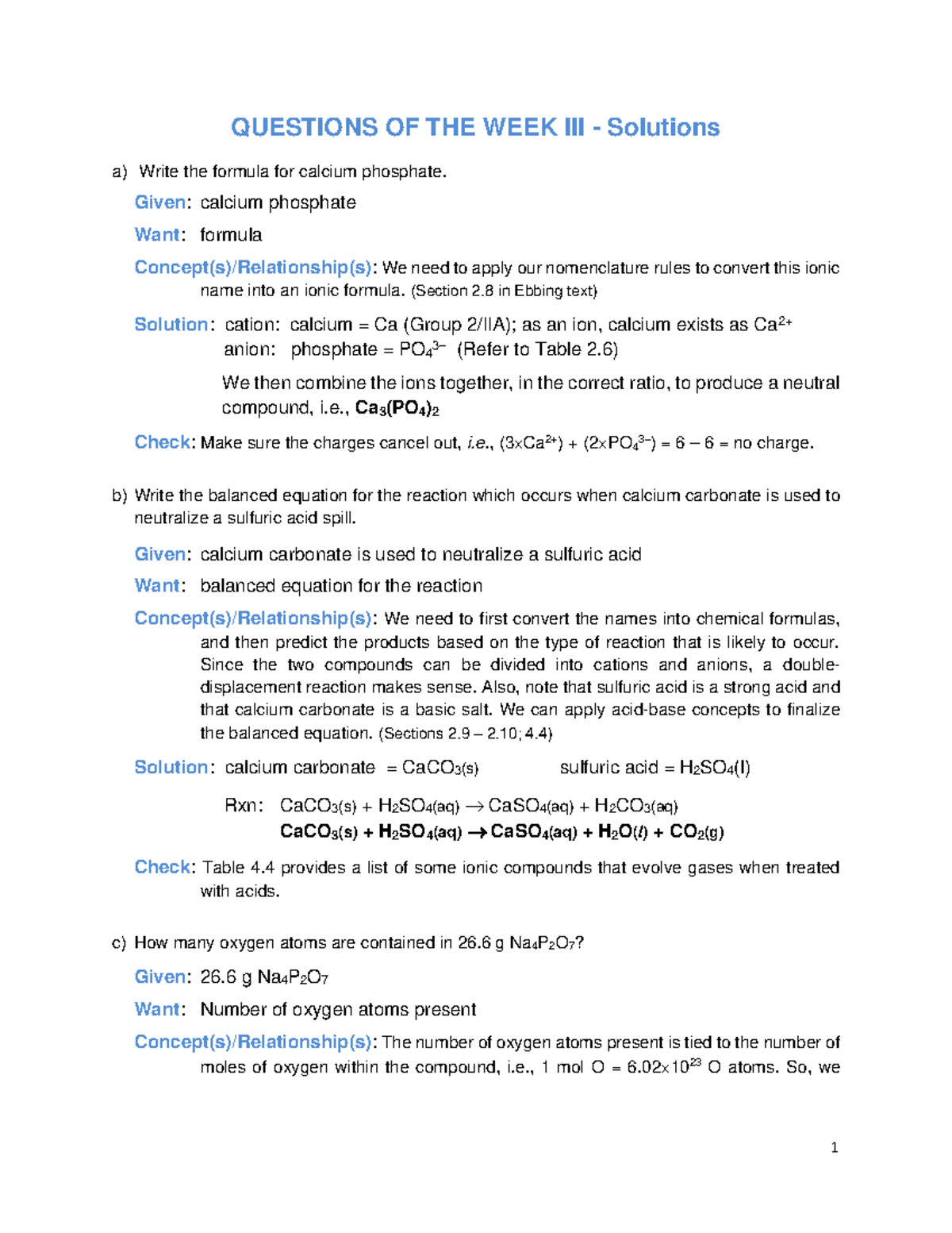 Questions OF THE WEEK 3 Solutions - 1 QUESTIONS OF THE WEEK III ...