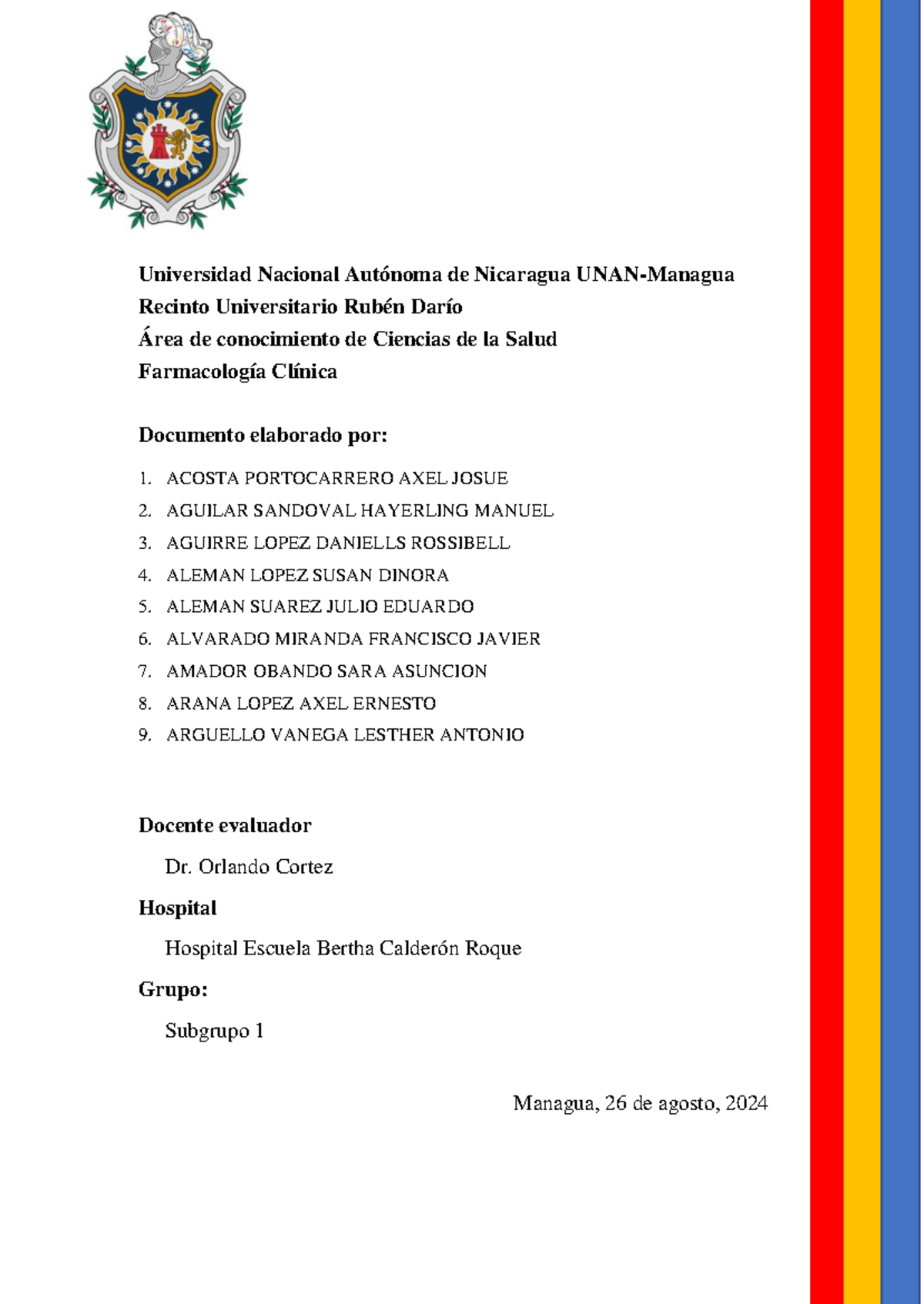 Farmacología, seminario 3 - Universidad Nacional Autónoma de Nicaragua ...