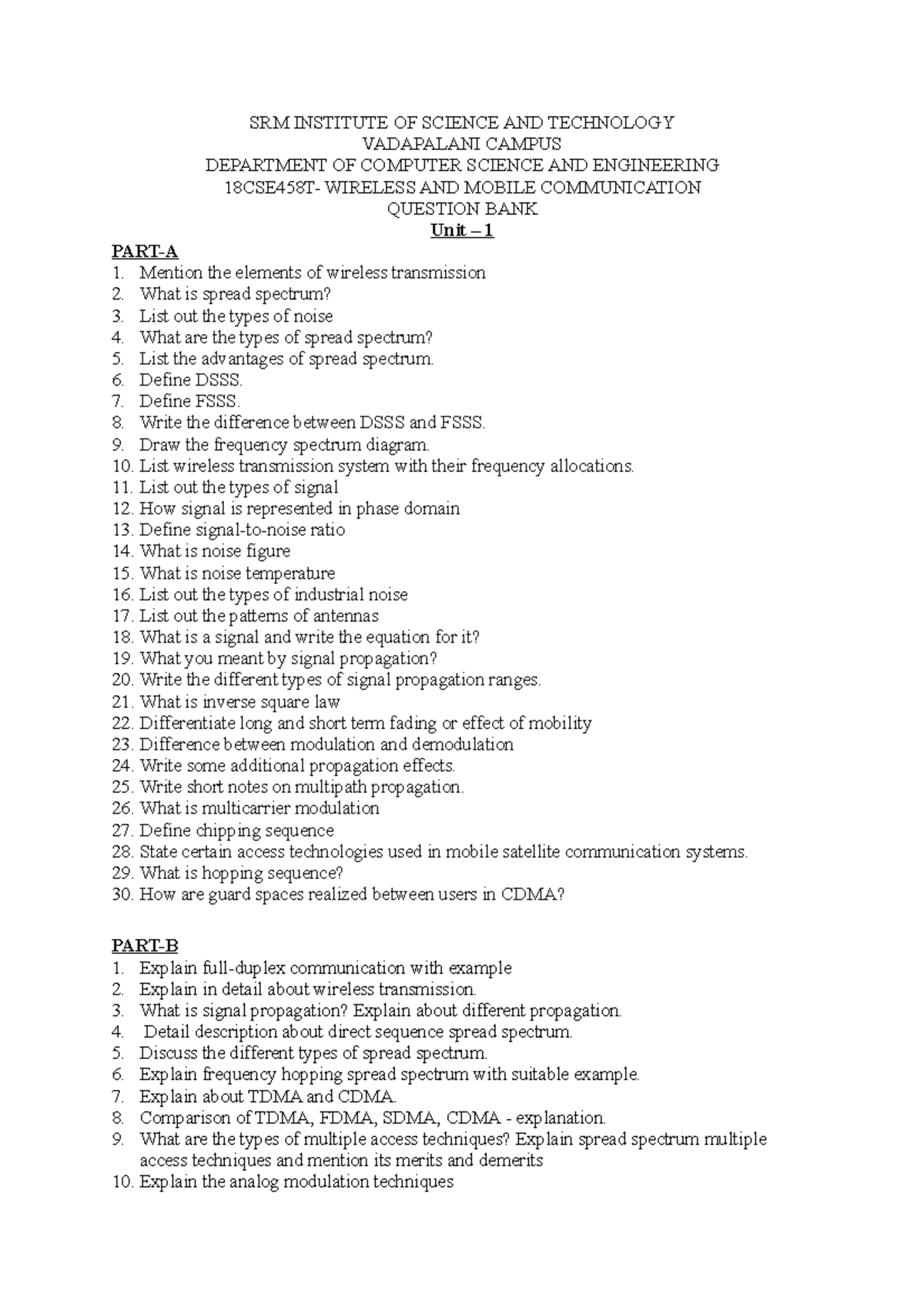 unit-1-question-bank-wireless-and-mobile-communication-18cse458t