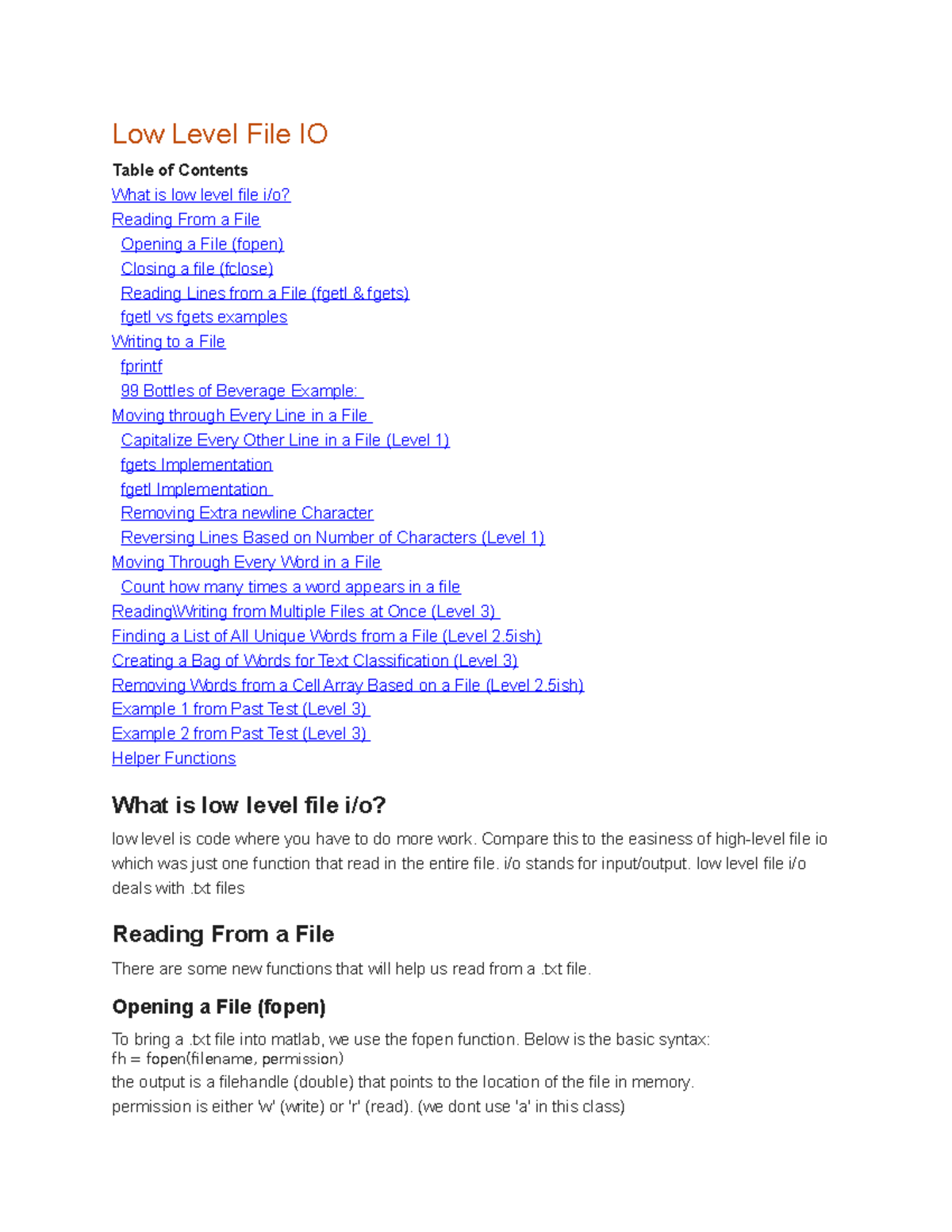 Lecture 10 notes - Low Level File IO Table of Contents What is low ...