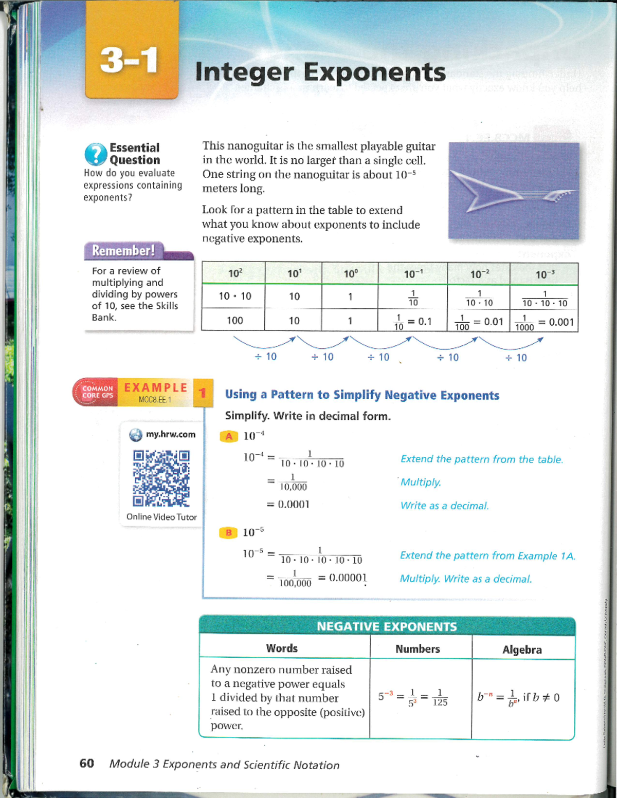 Copy of Copy of Textbook Pages 60-62 Exponents - Integer Exponents ...