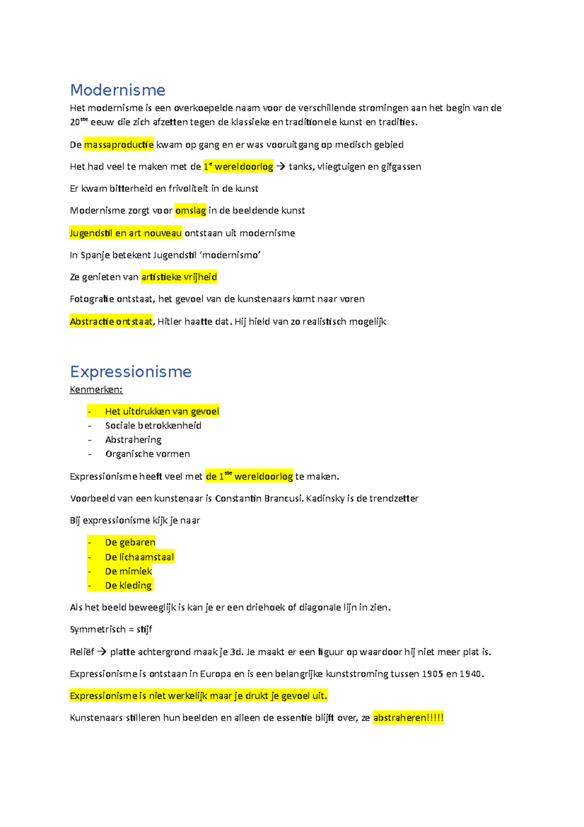 Samenvatting beeldende vormgeving - Modernisme Het modernisme is een overkoepelde naam voor de ...