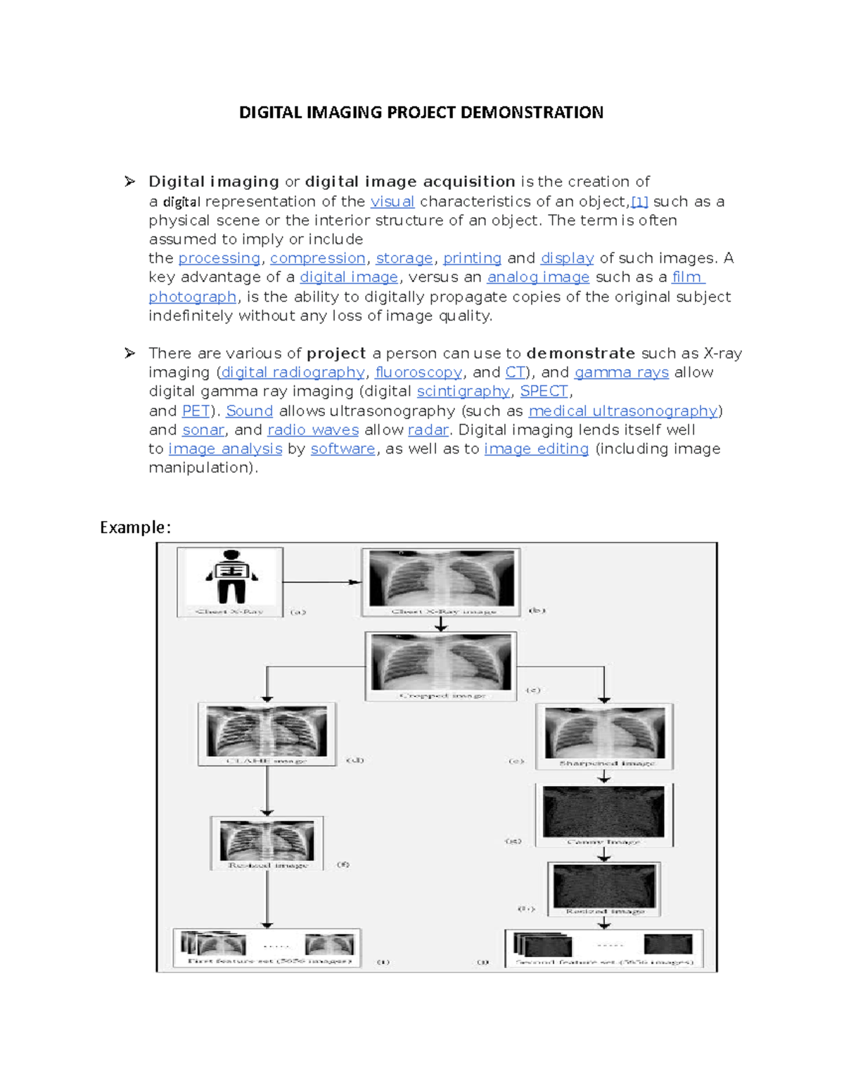 Digital imaging project demonstration - DIGITAL IMAGING PROJECT ...