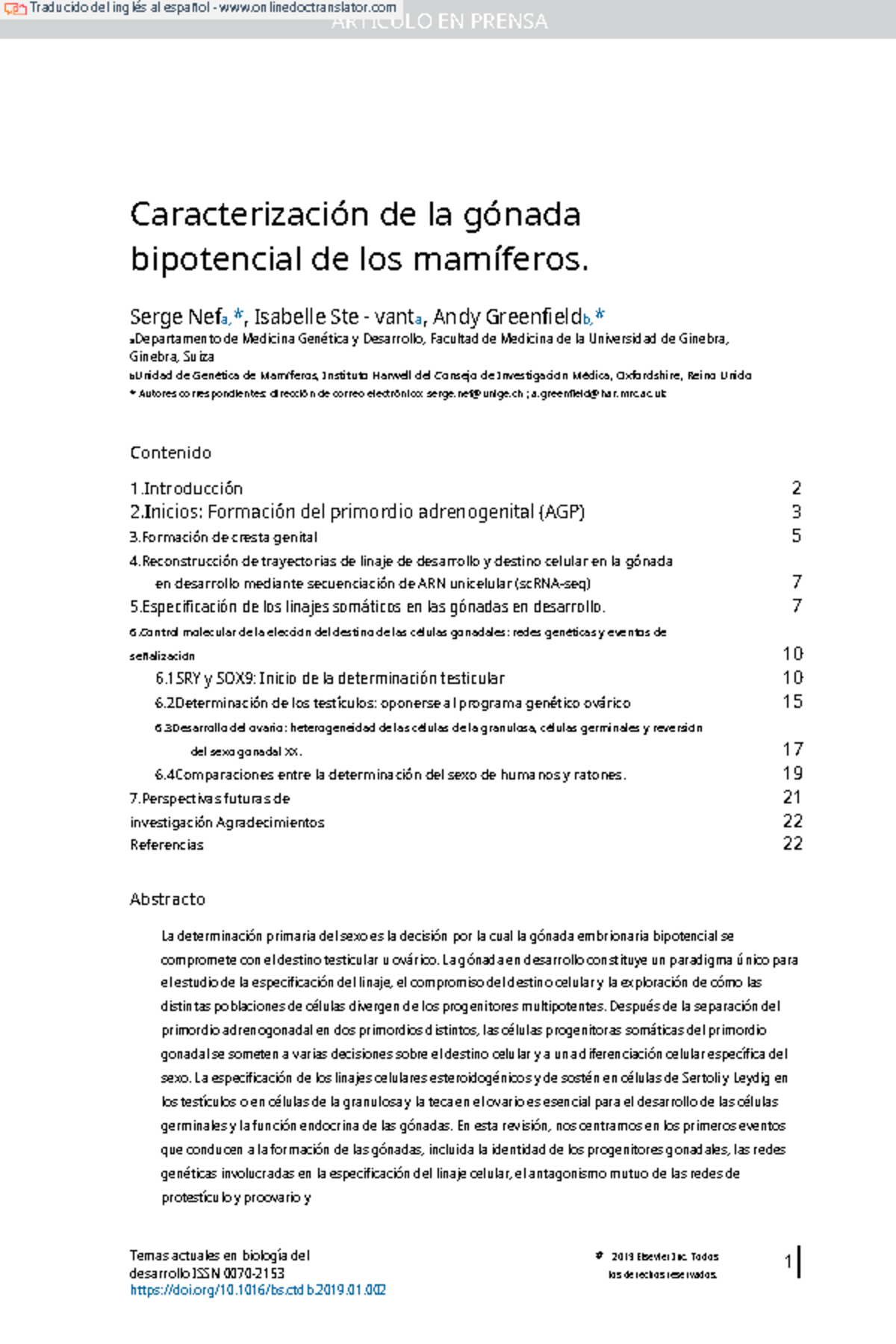 Characterizing the bipotential mammalian gonad español - ARTÍCULO EN ...