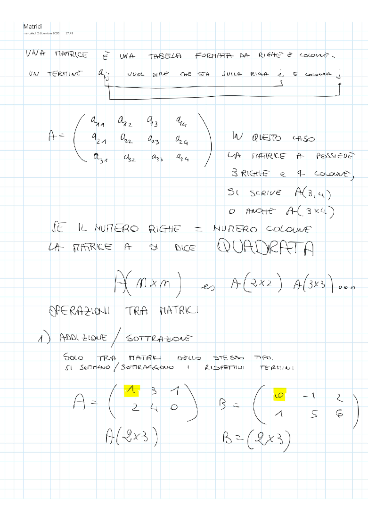 Matrici - Matematica generale - Studocu
