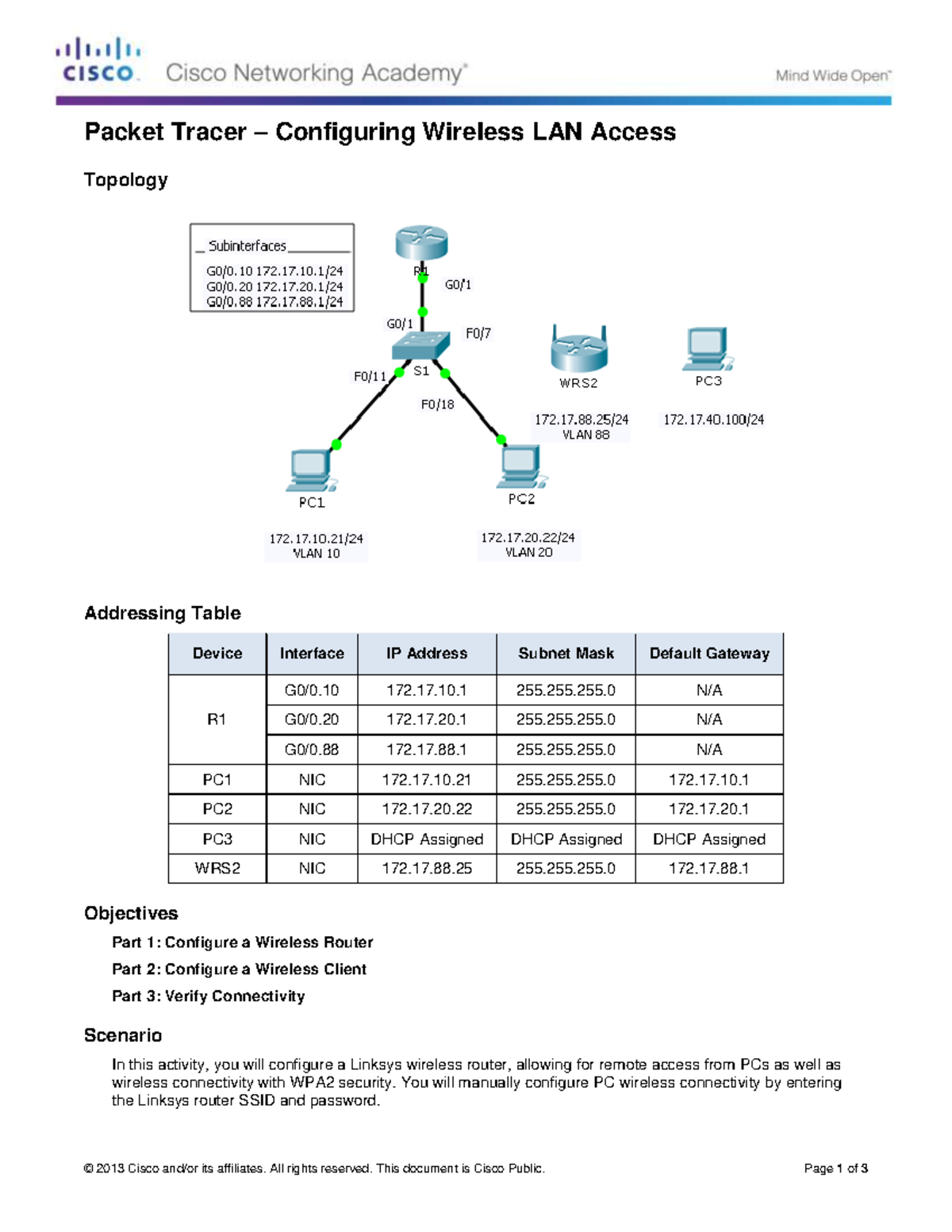 Configuring Wireless LAN access - © 2013 Cisco and/or its affiliates ...