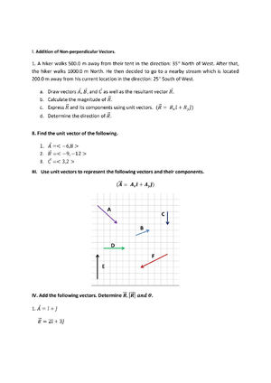 Vectors Physics Exercises w answers - Bachelor of Science in Civil ...