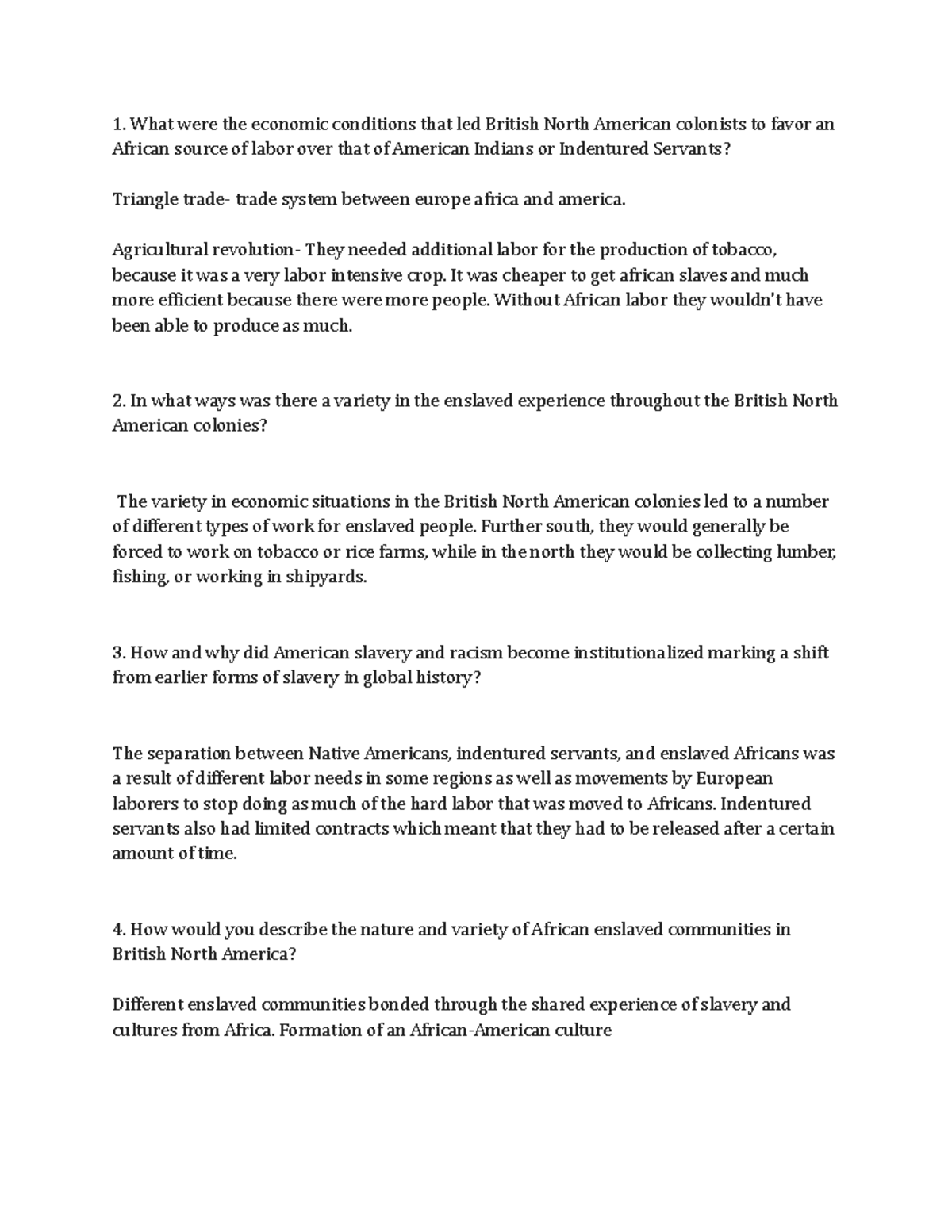 Apush Colonial Slavery Questions - What were the economic conditions ...