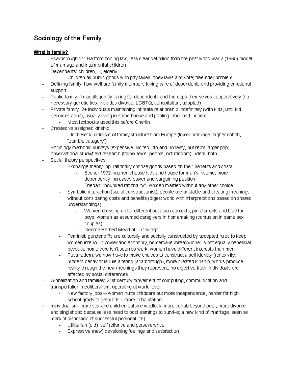 Soc of Family-semester notes guide (final) - Sociology of the Family ...
